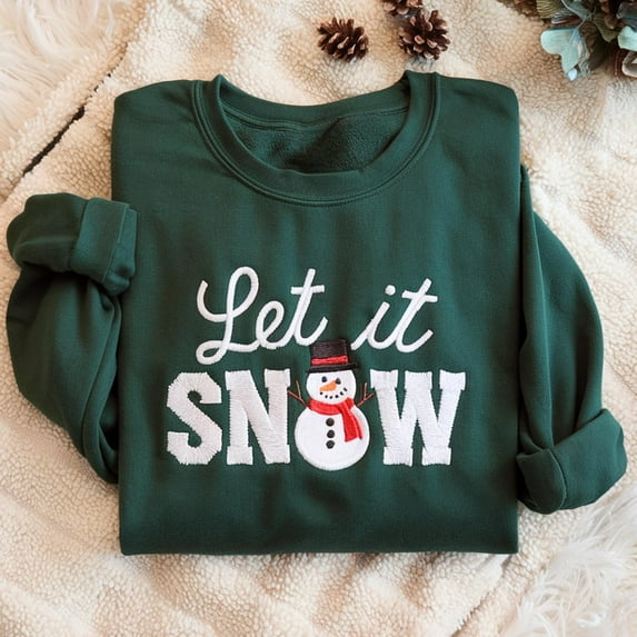EMBROIDERED Let It Snow Shirt, Snowman Sweatshirt, Christmas Family ...