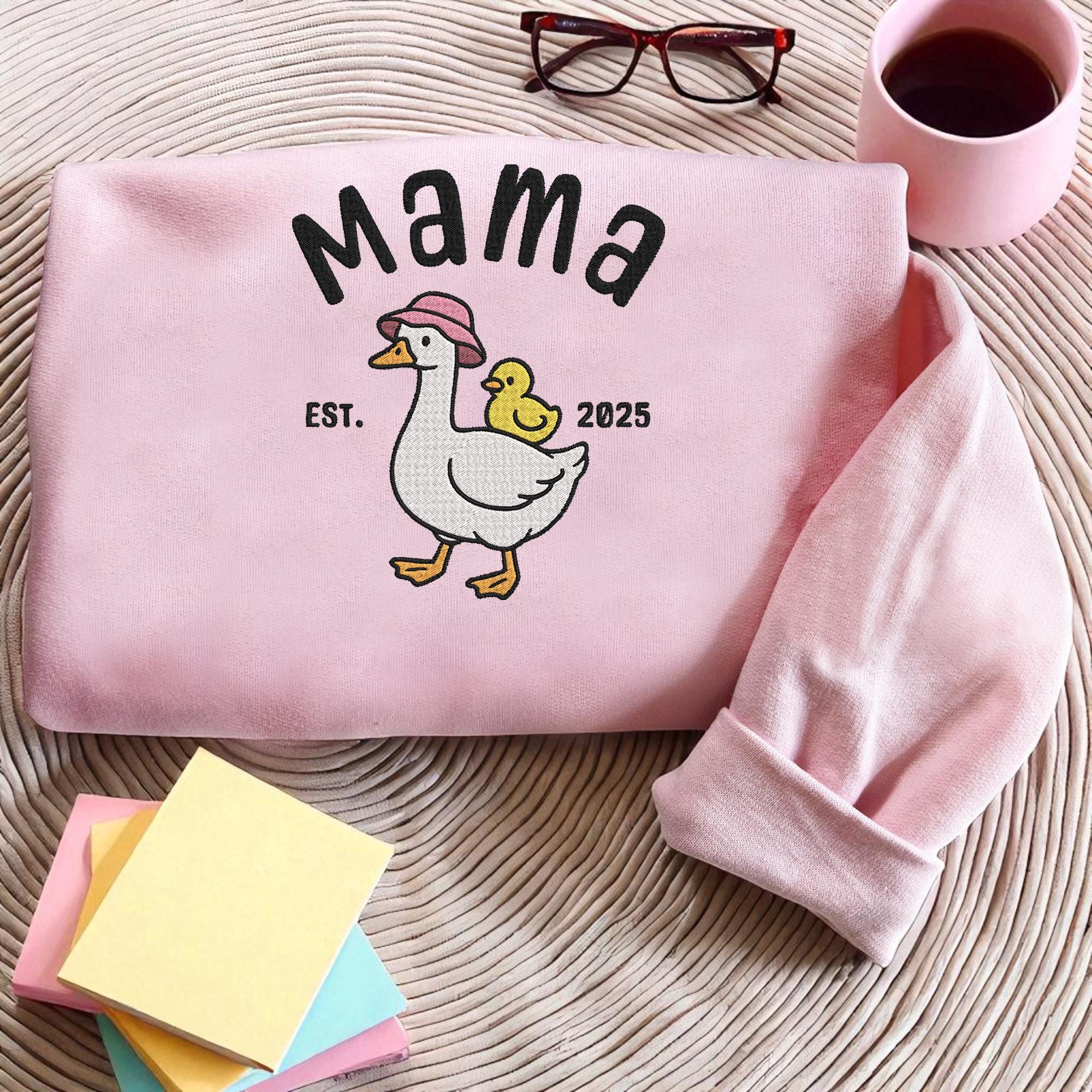 EMBROIDERED Mama Goose Sweatshirt, Mama Duck With Duckling Shirt ...