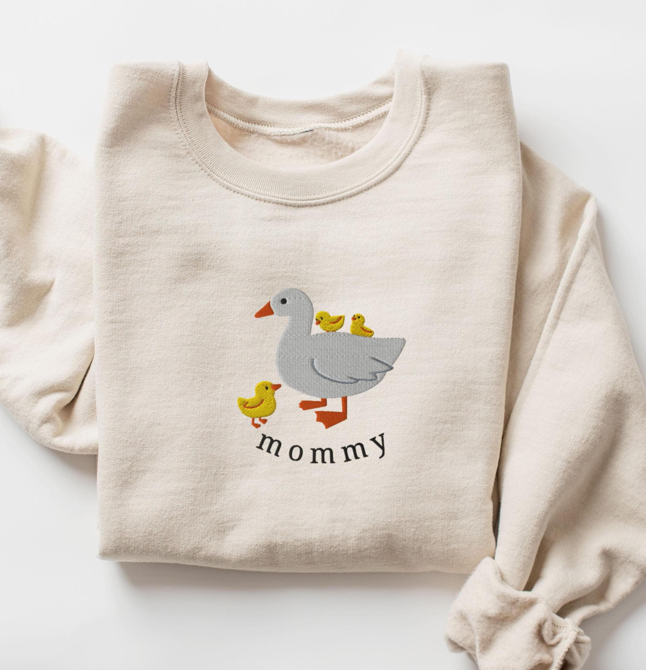 EMBROIDERED Mommy Duck Sweatshirt, Cute Mother Goose Shirt, Mom with Baby Ducklings, Cute Mama ...