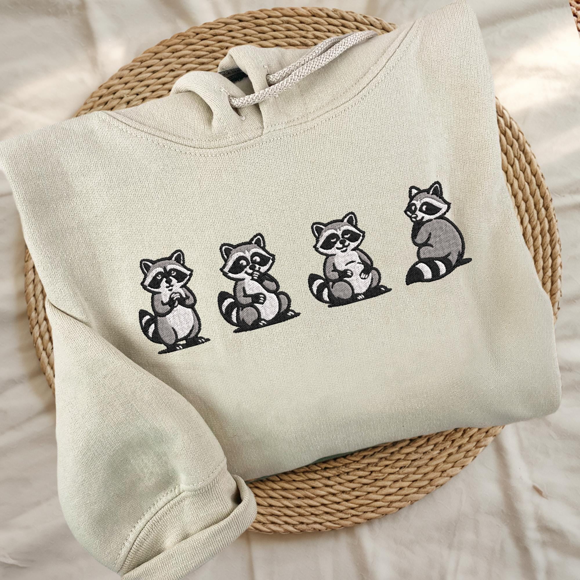 EMBROIDERED Raccoon Sweatshirt, Cute Raccoons Sweater, Raccoon Hoodie ...