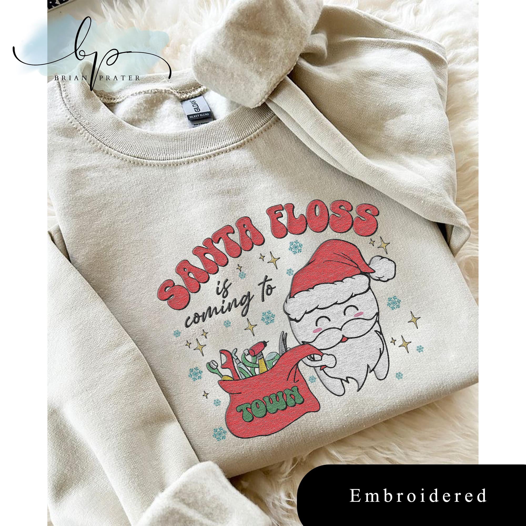 EMBROIDERED Santa Floss Is Coming To Town Shirt, Dentist Christmas ...