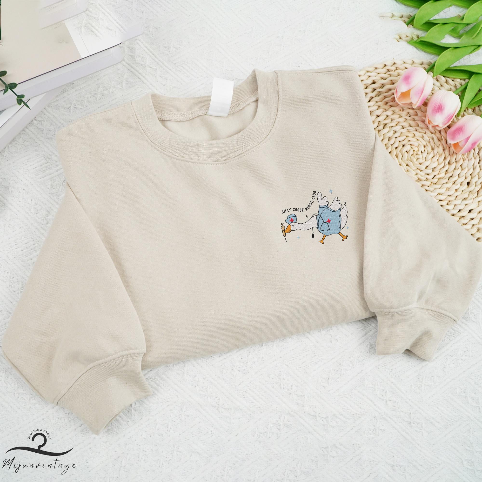 EMBROIDERED Silly Goose Nurse Club Sweatshirt, Funny Nurse T-Shirt, Cute Gift For Nurse, Goose ...