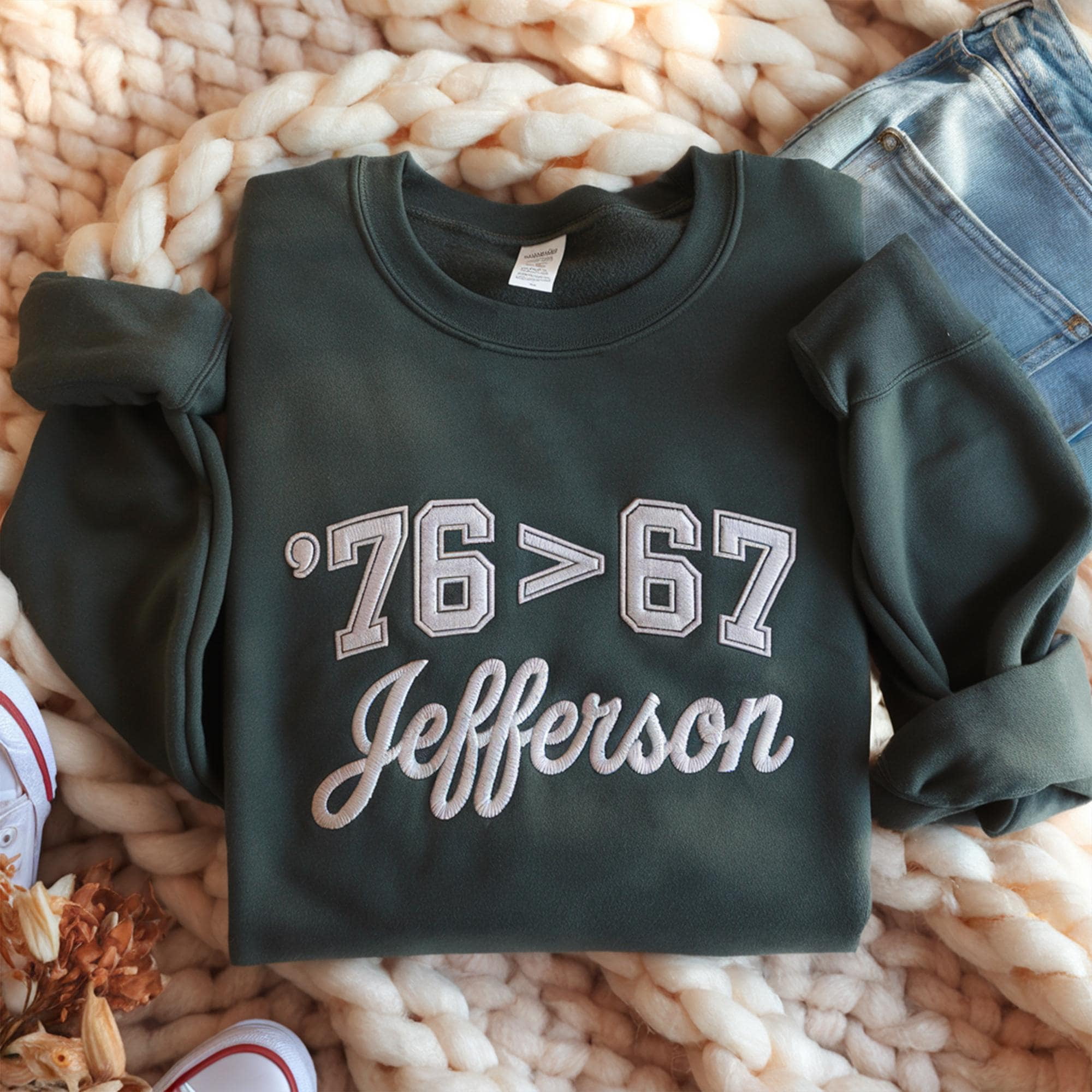 EMBROIDERED Six Seven Sweatshirt, '76 > 67 Thomas Jefferson Shirt ...