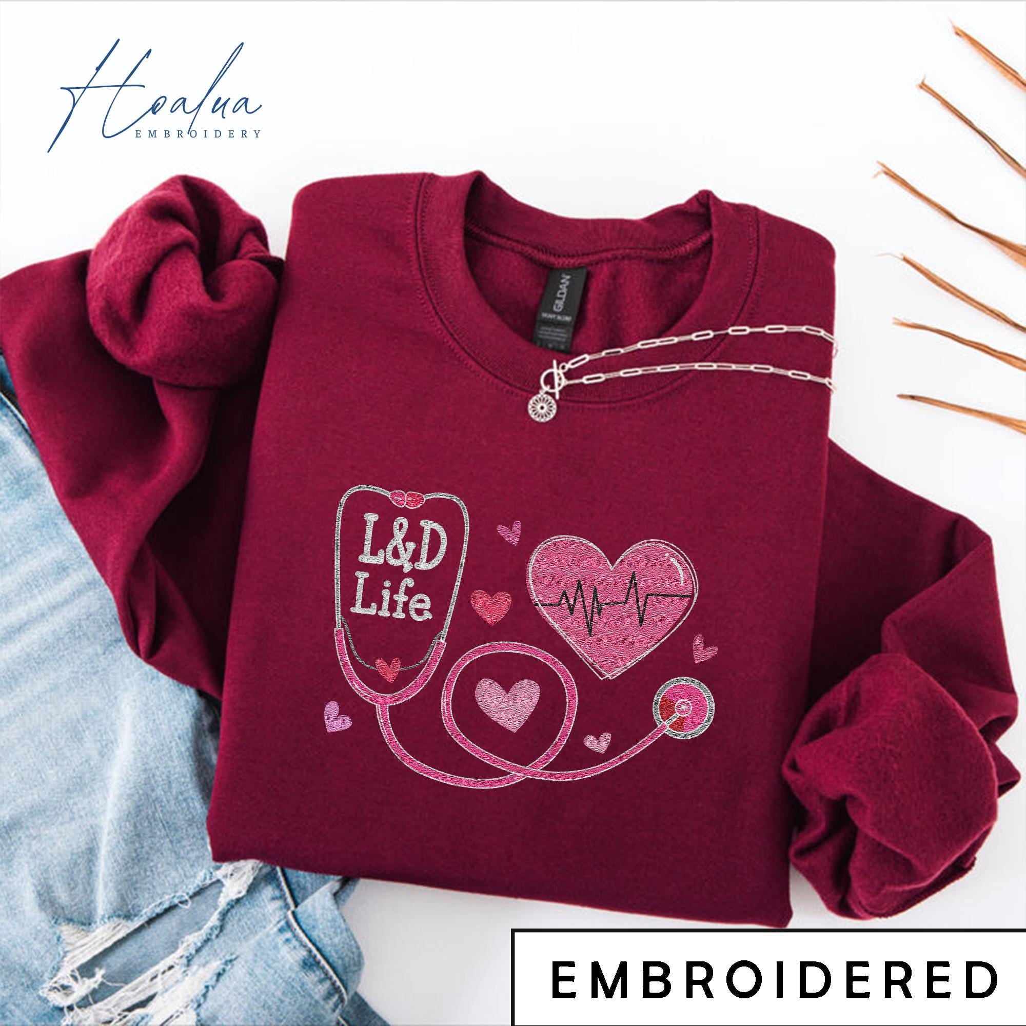 EMBROIDERED Valentine Labor And Delivery Nurse Shirt, Gift for L & D ...