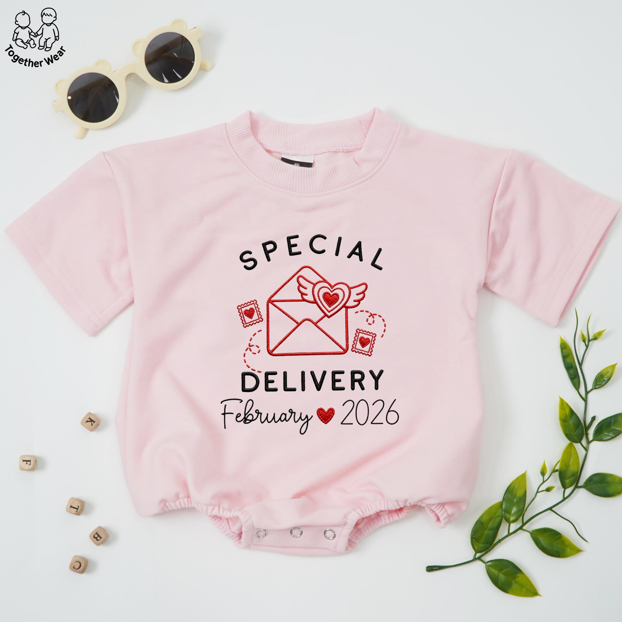 EMBROIDERED Valentine's Day Special Delivery Baby Romper, First ...