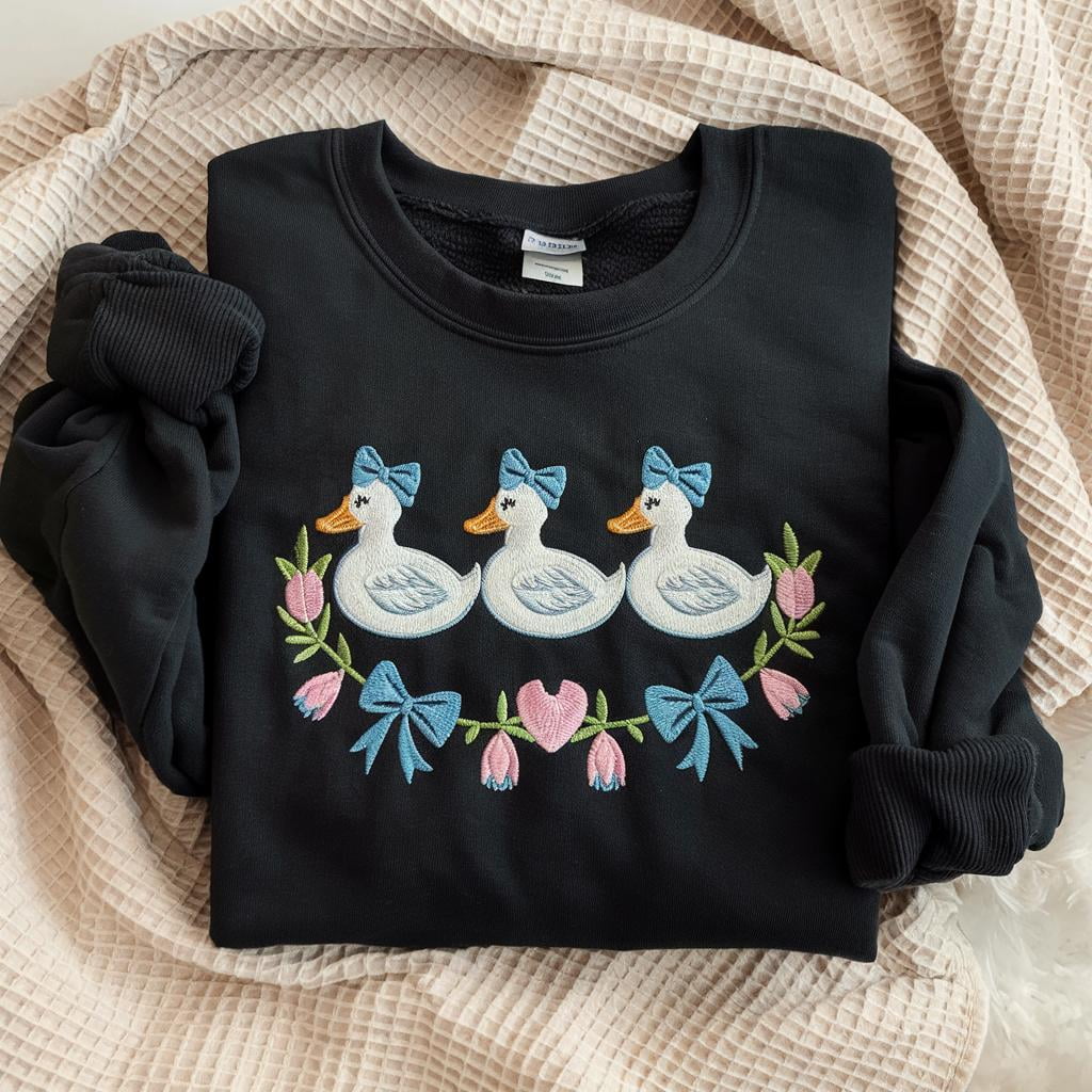 EMBROIDERED Vintage 80s Goose Sweatshirt, Blue Bow Goose Shirt, Retro ...