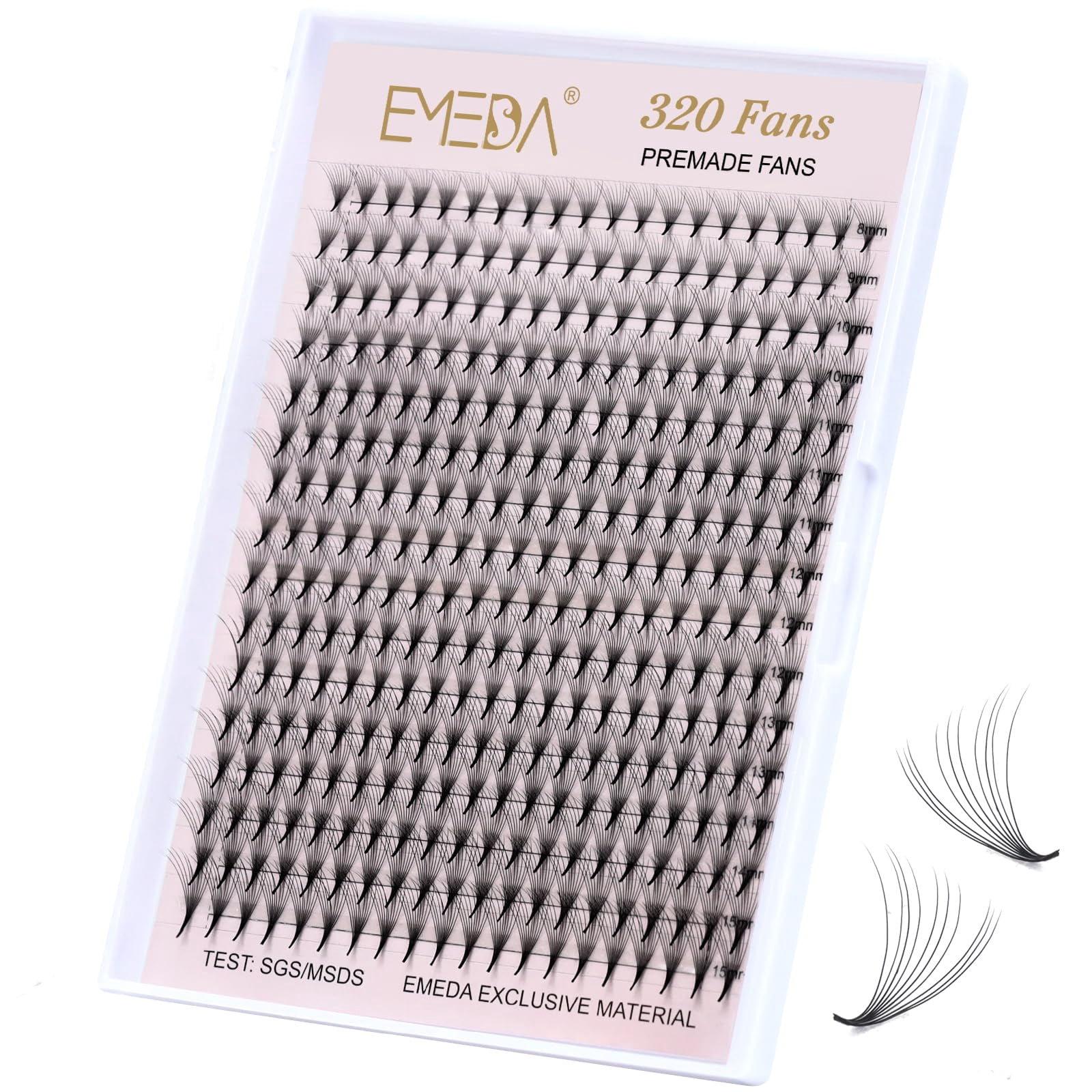EMEDA 320 Fans Premade Lash Fans Pointy Thin Base XL Boxes Premade Fans ...