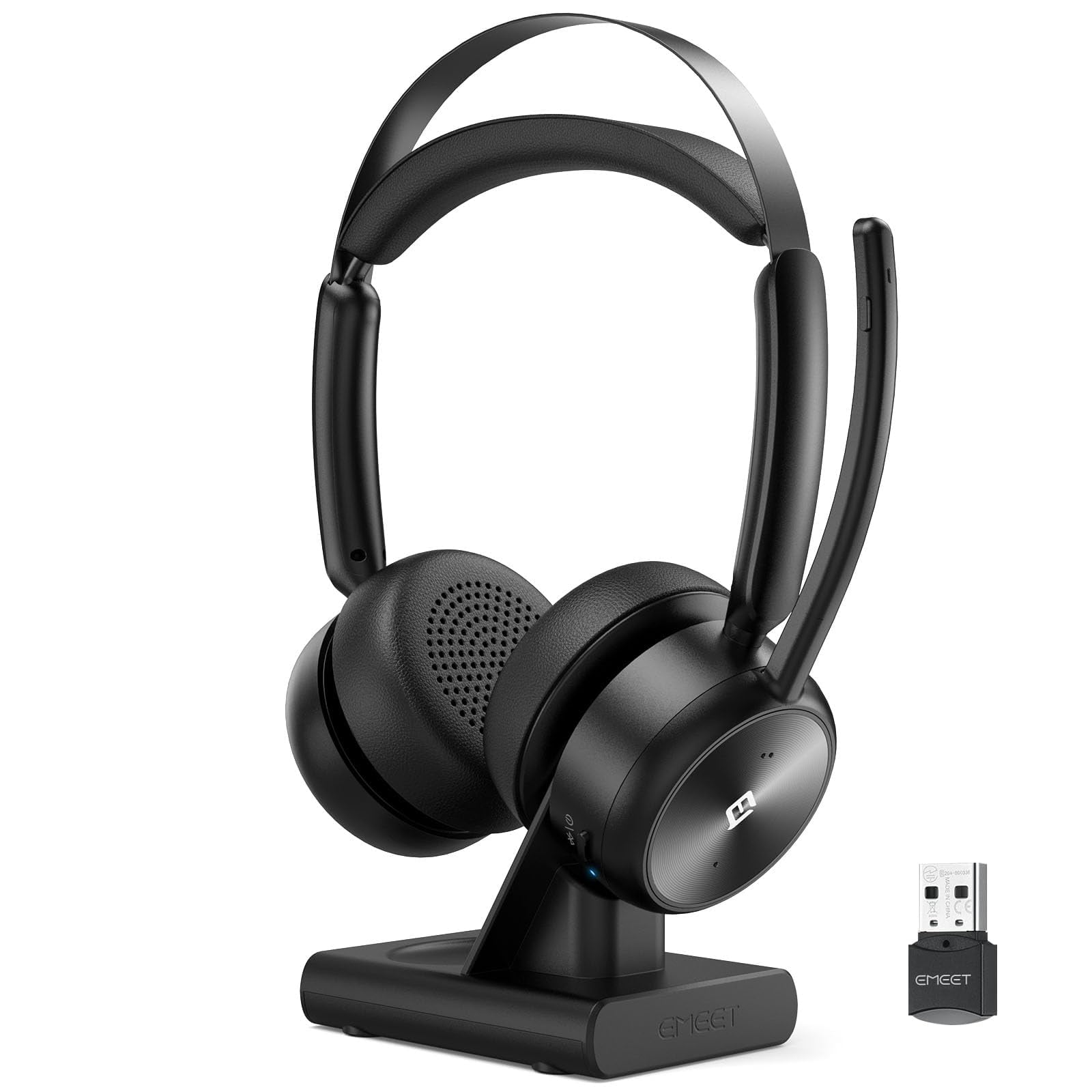 EMEET USB Wireless Bluetooth Headset with Charging Base, Mute Button ...