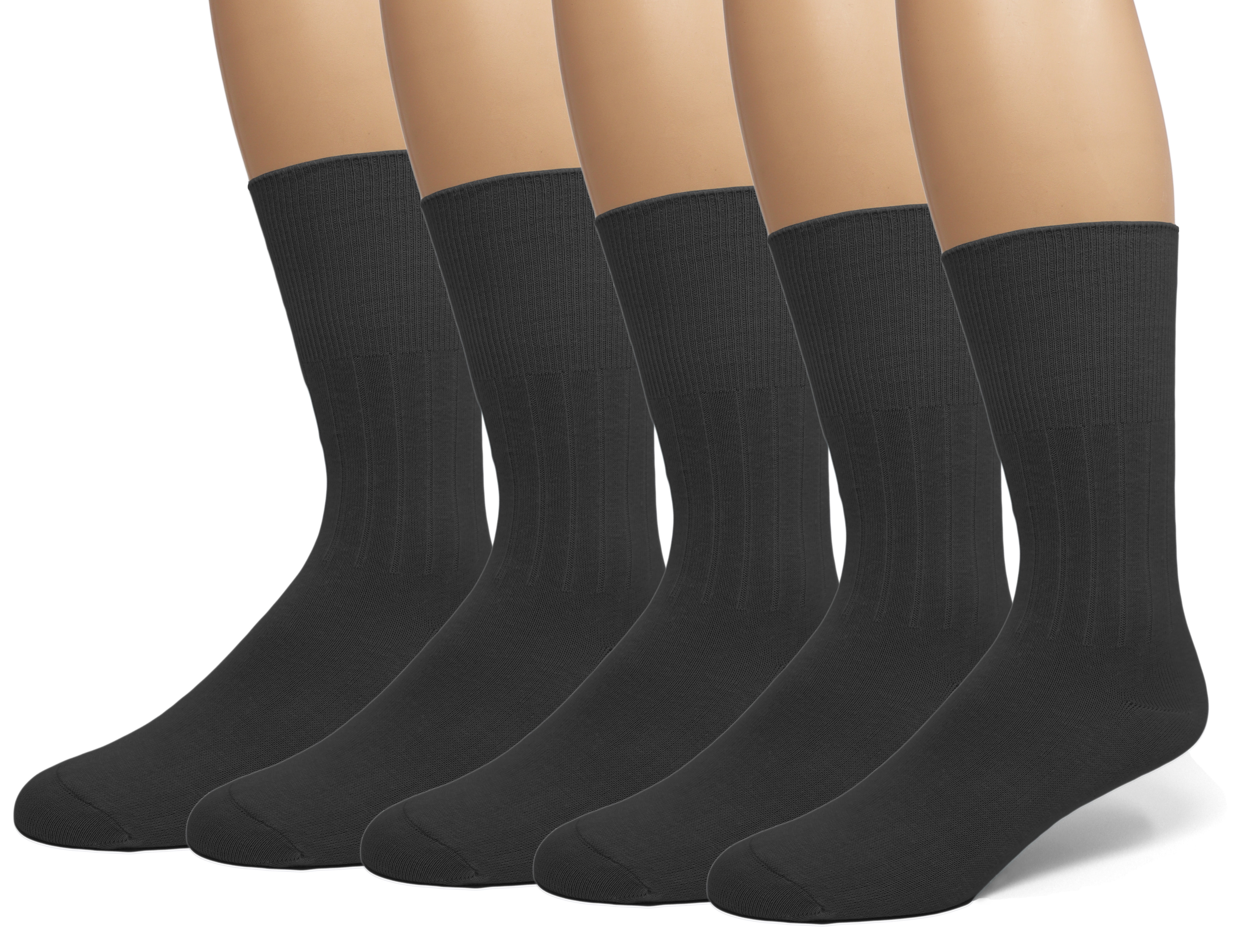 EMEM Apparel Men's Diabetic Cotton Blend Crew Dress Socks, Seamless Toe ...