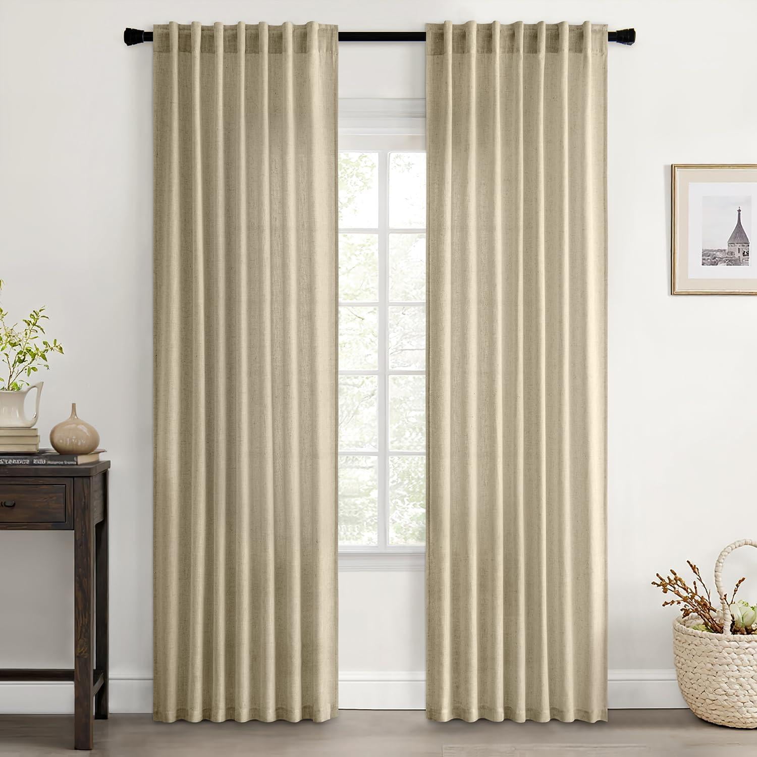 EMEMA Non-See-Through Privacy Linen Curtains Light Filtering Window ...