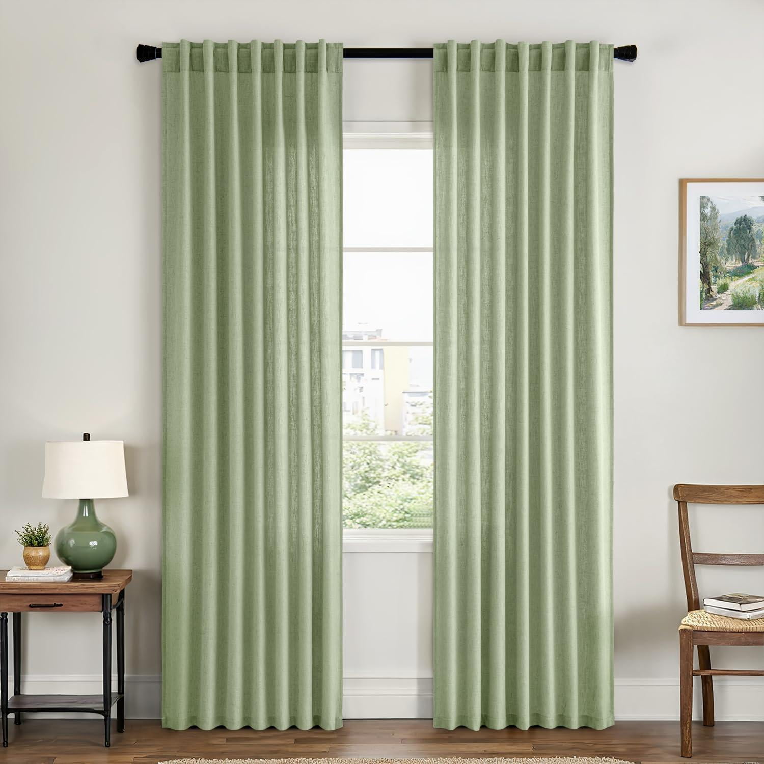 EMEMA Non-See-Through Privacy Linen Curtains Light Filtering Window ...