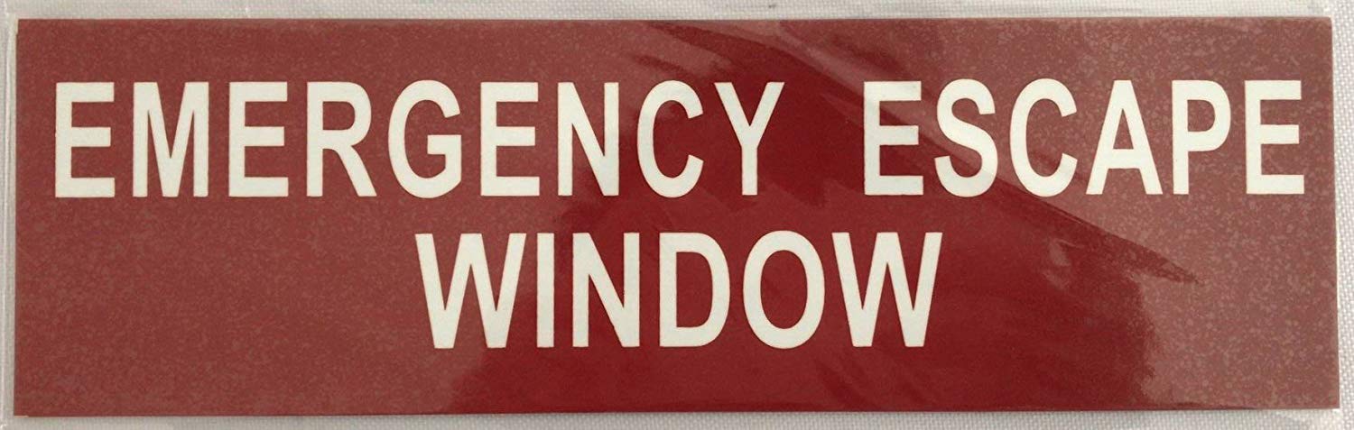 EMERGENCY ESCAPE WINDOW SIGN - RED ALUMINIUM HEAVY DUTY (3X10 ...