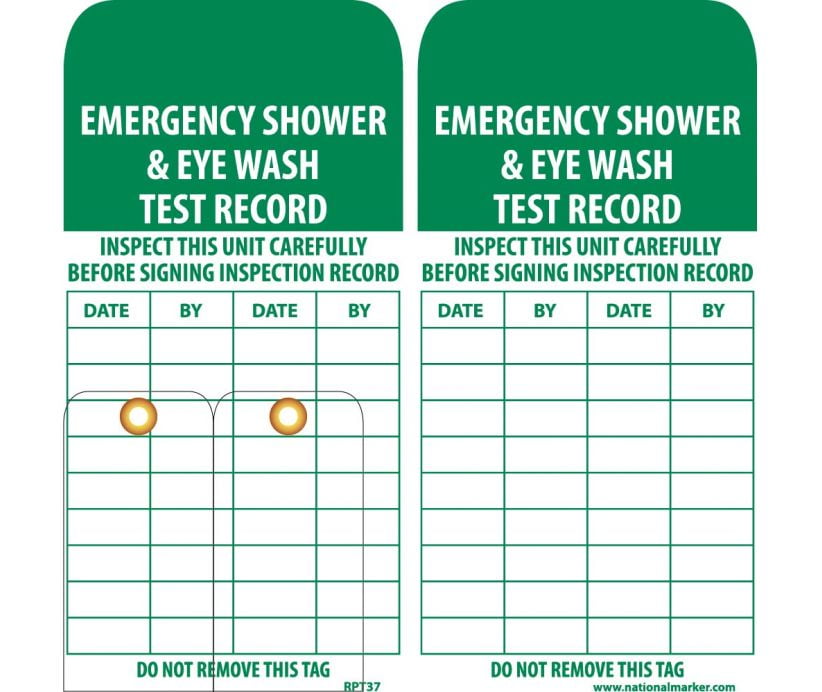 EMERGENCY SHOWER & EYE WASH TEST RECORD TAG - Walmart.com