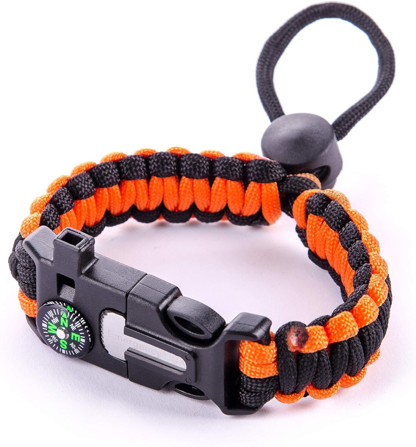 EMERGENCY USA Paracord Bracelet Adjustable Size Fire Starter Loud ...