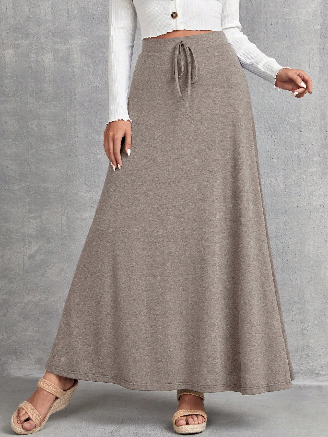 EMERY ROSE Solid High Waist Knot Front Skirt - Walmart.com