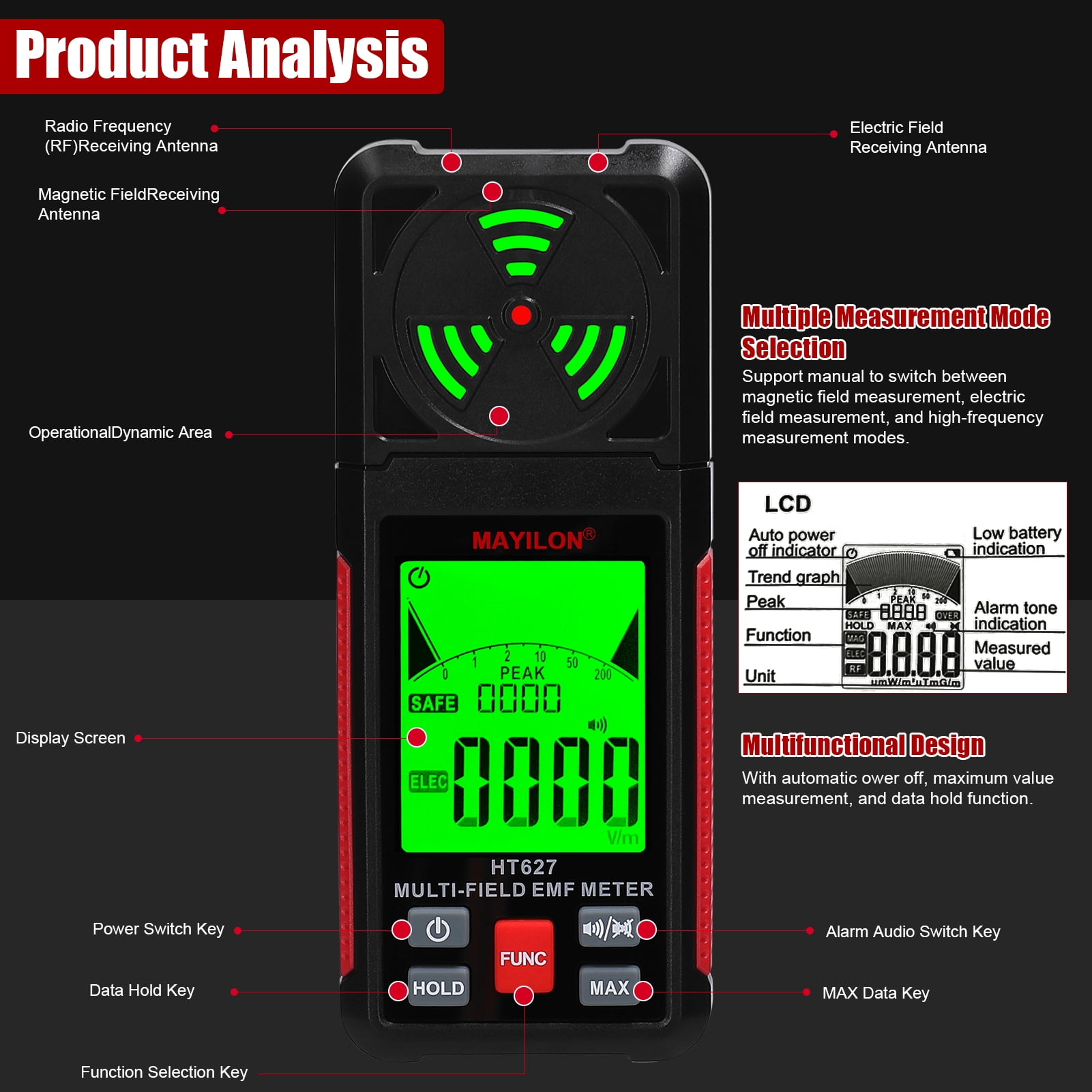 EMF Meter,Meter Portable Laboratory Portable Laboratory Field Emf Meter Dsfen Siuke Meter Eryue ...