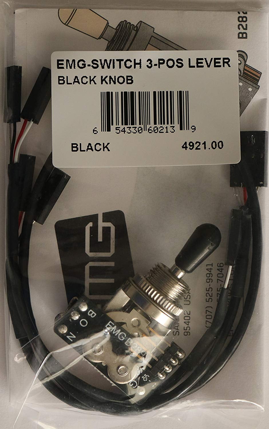 EMG 289 Solderless Toggle Switch with Cables 3 Position Lever Black ...