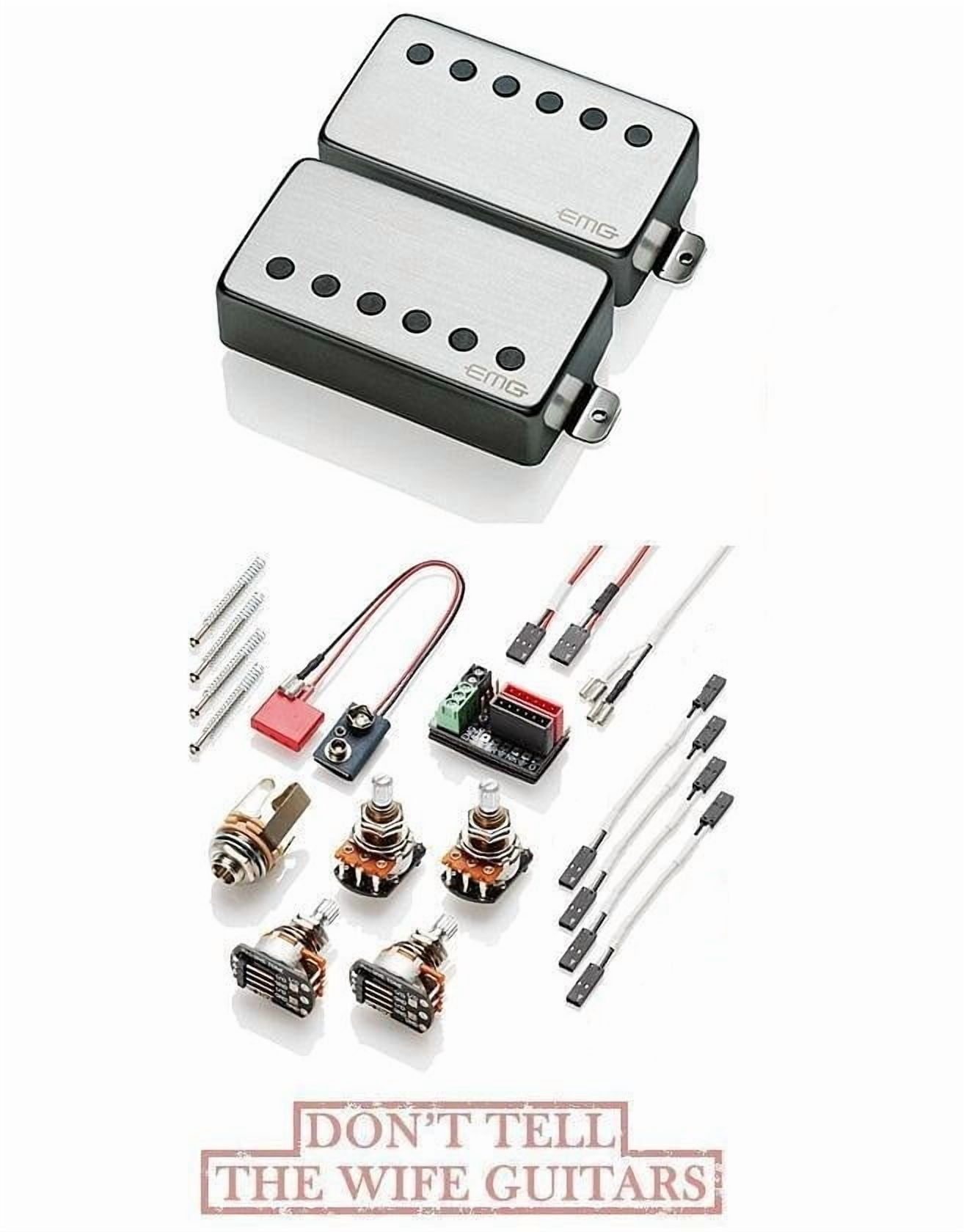 EMG 57 + 66 BRUSHED CHROME HUMBUCKER SET STANDARD SPACED SHORT SHAFT ...