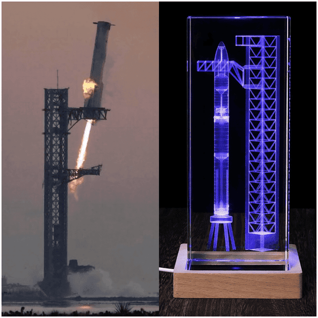 EMGTMS Y&Z SpaceX Starship 3D Crystal Night Light,Rocket Model Lamp ...