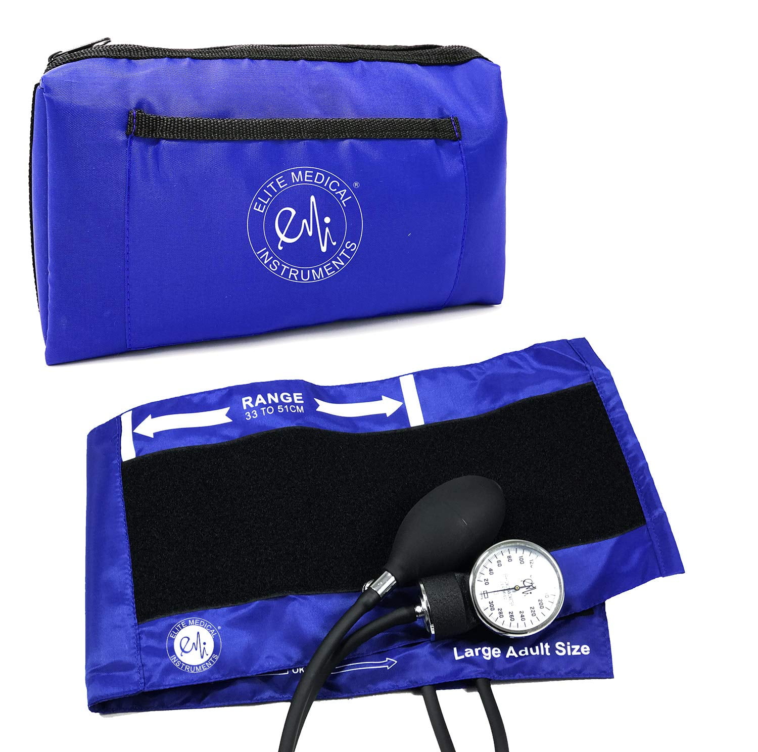 EMI Aneroid Sphygmomanometer Manual Blood Pressure Cuff - Plus Carrying Case (Large Adult ...