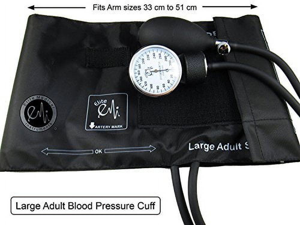 EMI Aneroid Sphygmomanometer Manual Blood Pressure Large Adult Cuff (Large Adult Stethoscope Set ...
