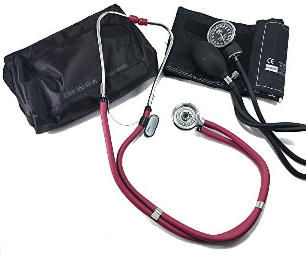 EMI Burgundy Sprague Rappaport Stethoscope and Black Aneroid Sphygmomanometer Manual Blood ...