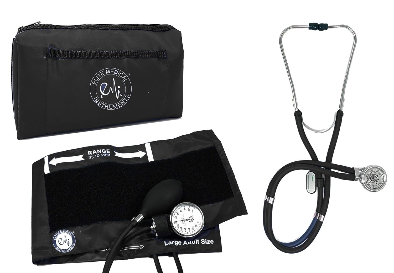 EMI EBL-430 Black Sprague Stethoscope and Large Adult Cuff (See Large ...