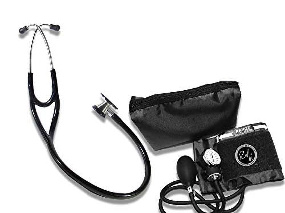 EMI Platinum Series Deluxe Black Cardiology Stethoscope ESC-333 AND EBD-217 Sphygmomanometer Set ...