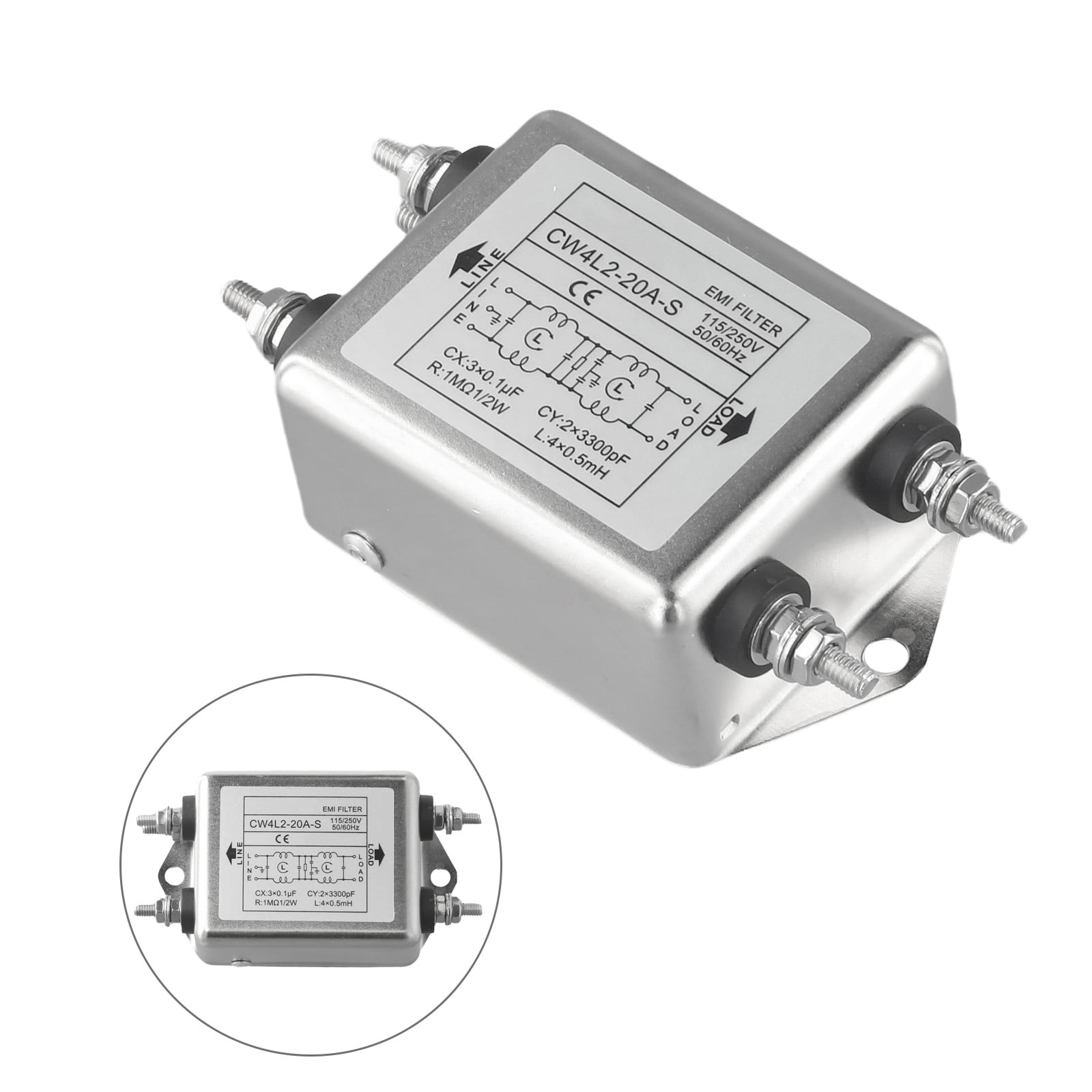 EMI Power Filter Single Phase 10A 20A AC110/220V For Fiber Optic ...