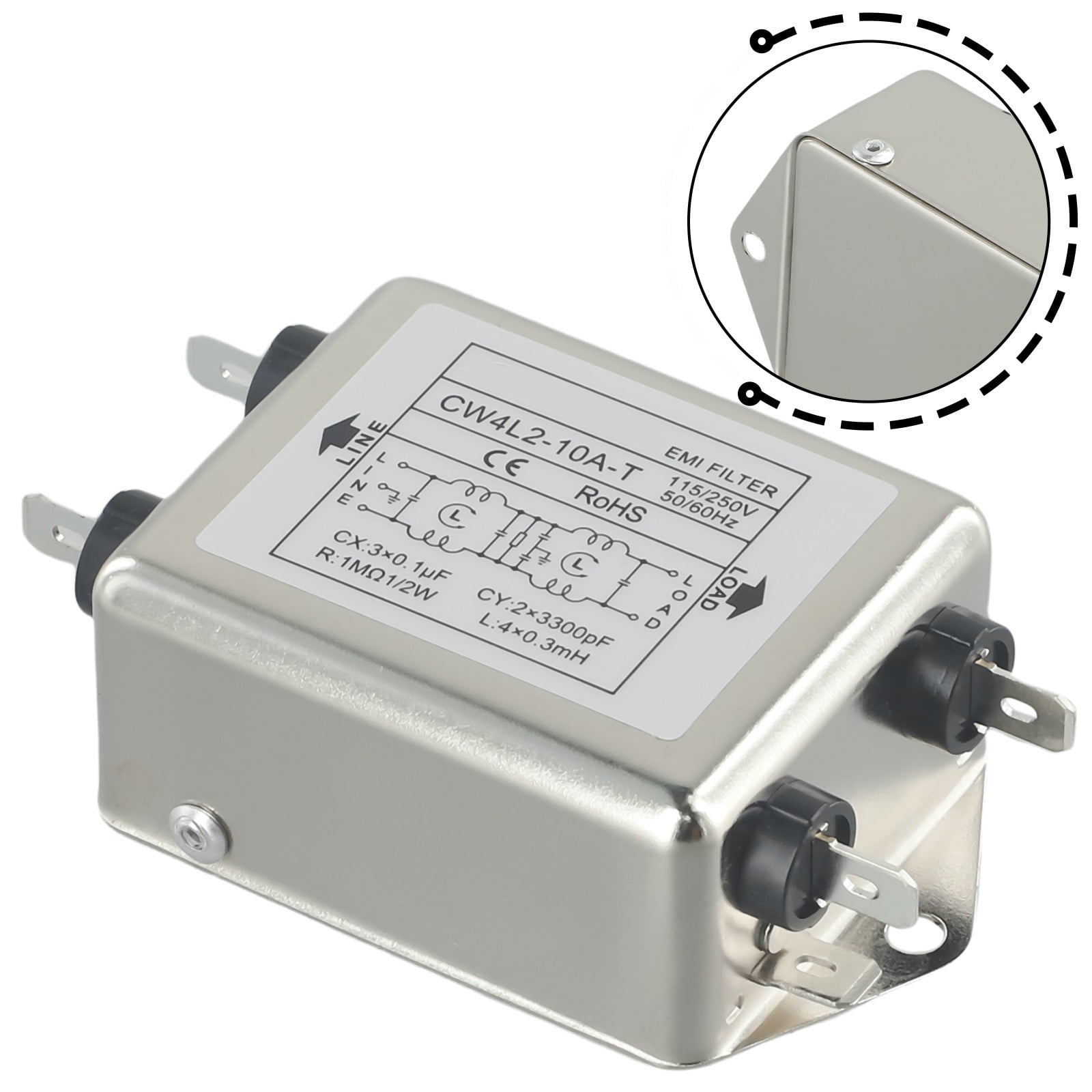 EMI Power Filter Single-Phase Double-Section Power Filter 3A/6A/10A ...