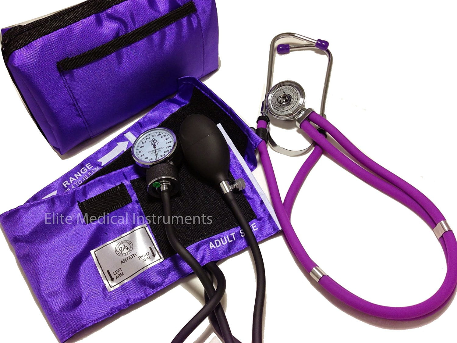 EMI Professional Deluxe PURPLE Aneroid Sphygmomanometer and Sprague Rappaport Stethoscope Set ...