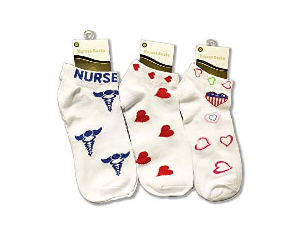 EMI Women's Nurse Fashion Anklet Low Cut Socks # ESX-NHH, 3 Pair ...