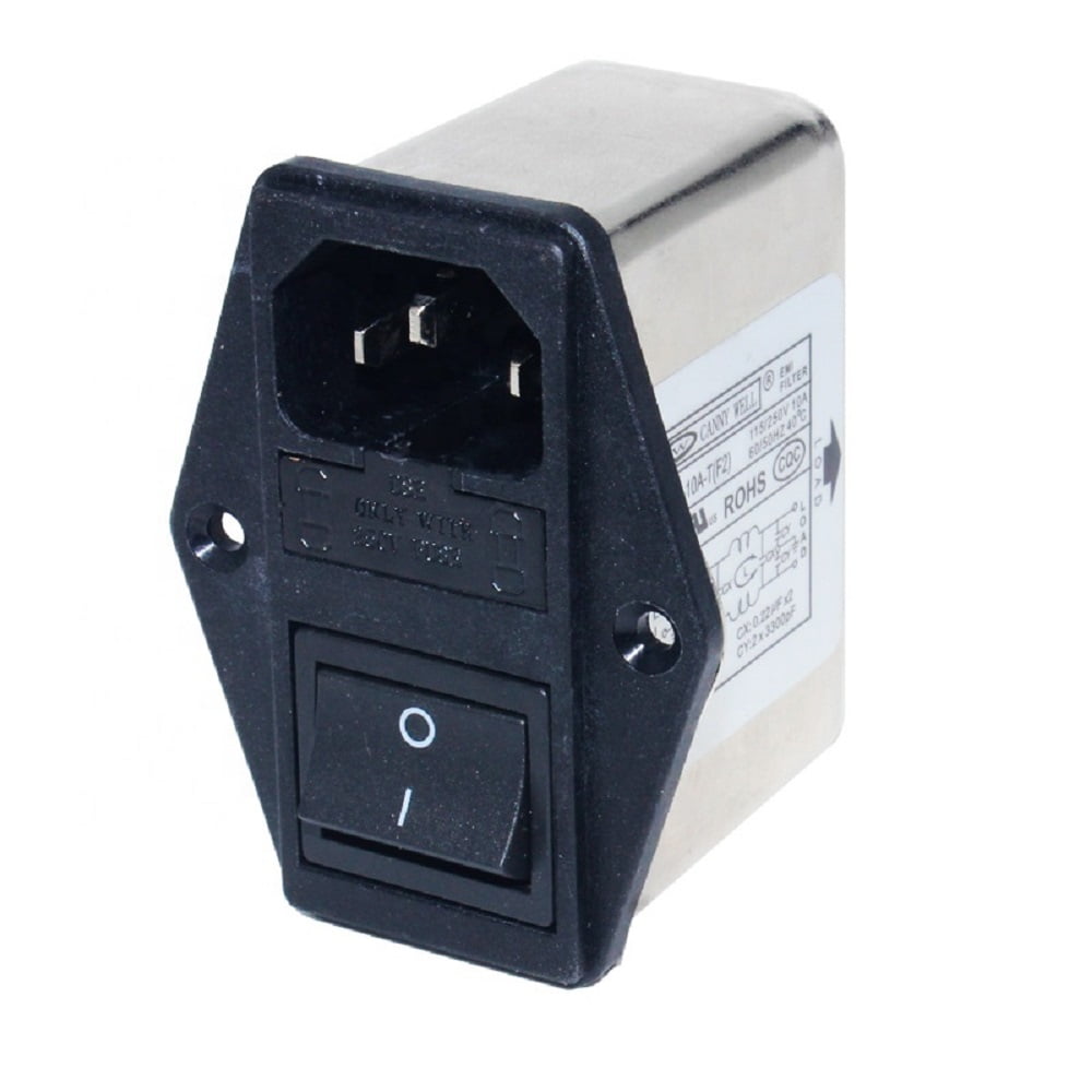 EMI double fuse holder filter with rocker switch and socket CW2C-10A-T(F2) - Walmart.com