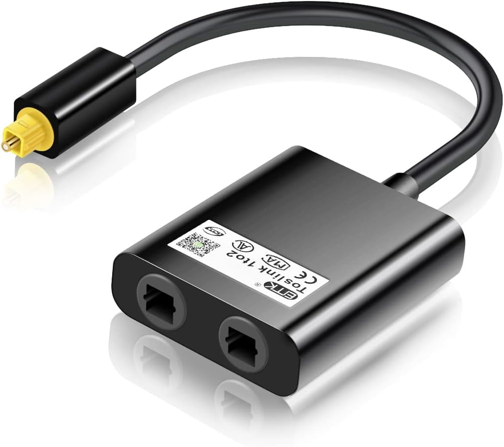 EMK Optical Toslink Splitter 1x2, 1 Male to 2 Female, Audio Adapter ...