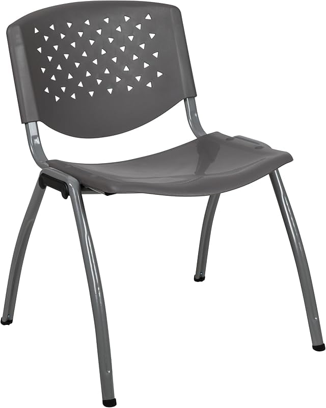 EMMA + OLIVER Home and Office White Plastic Stack Chair with Perforated ...