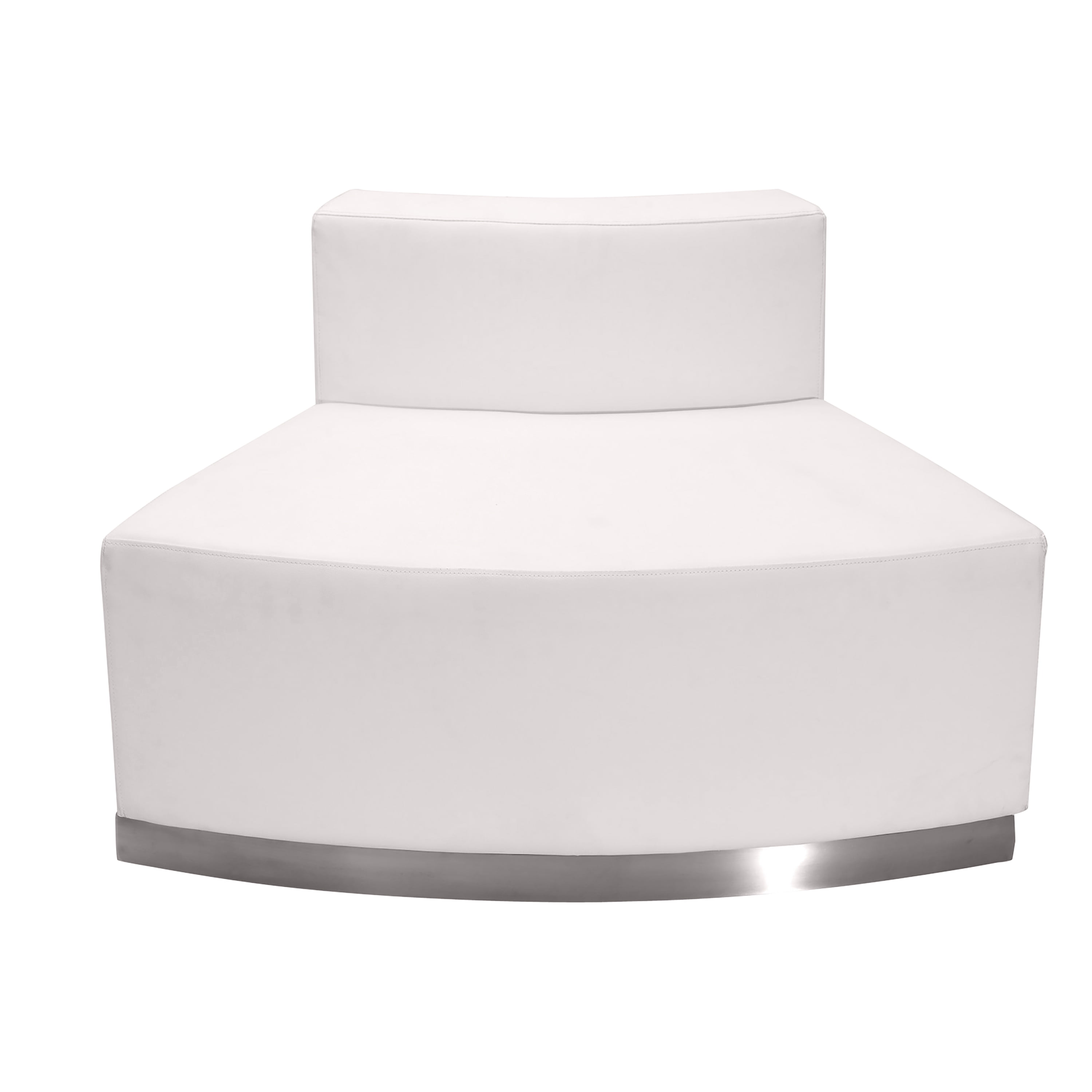 Emma + Oliver White LeatherSoft Convex Chair with Brushed Stainless ...
