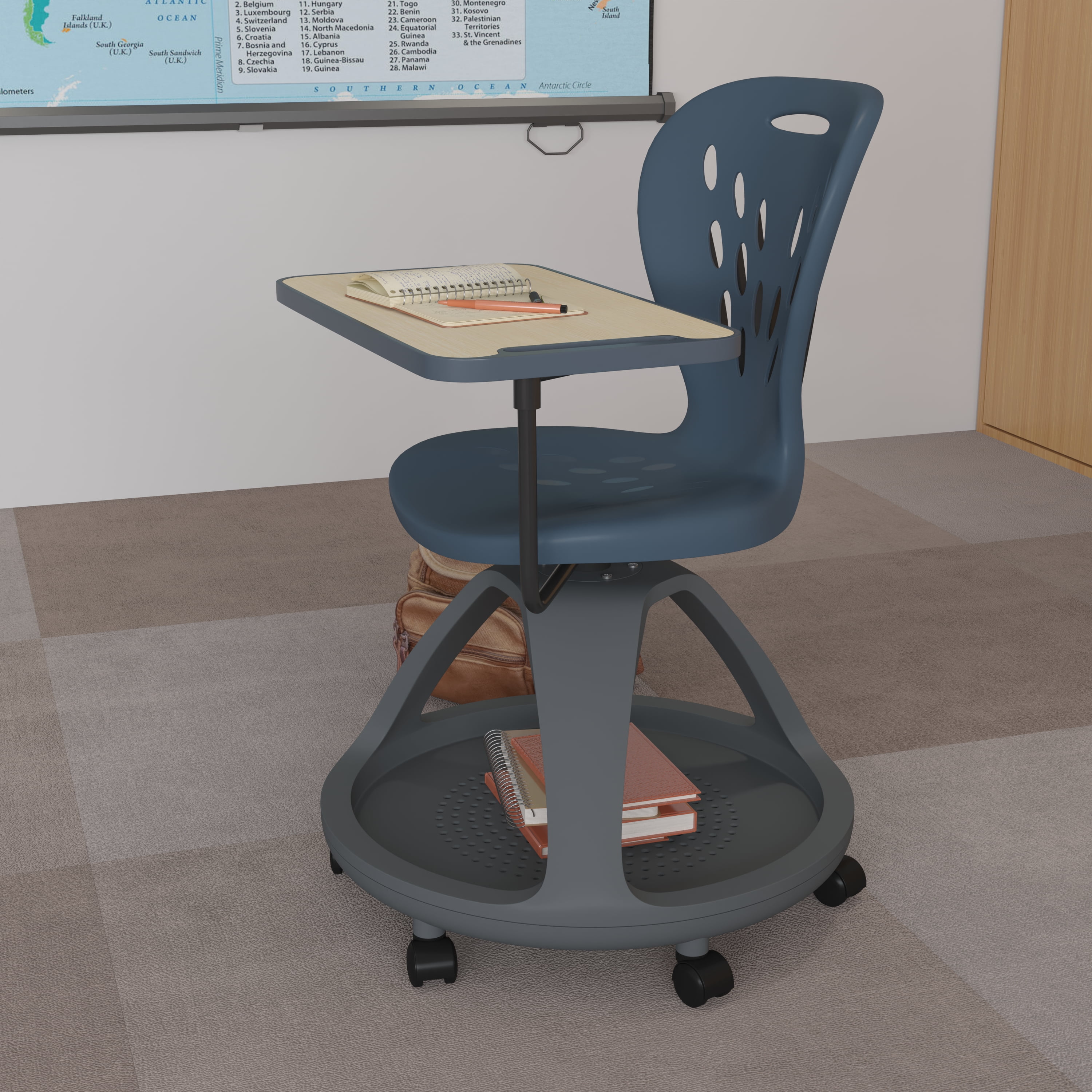 Free Shipping! Emma + Oliver Dark Gray Mobile Desk Chair - 360° Tablet ...