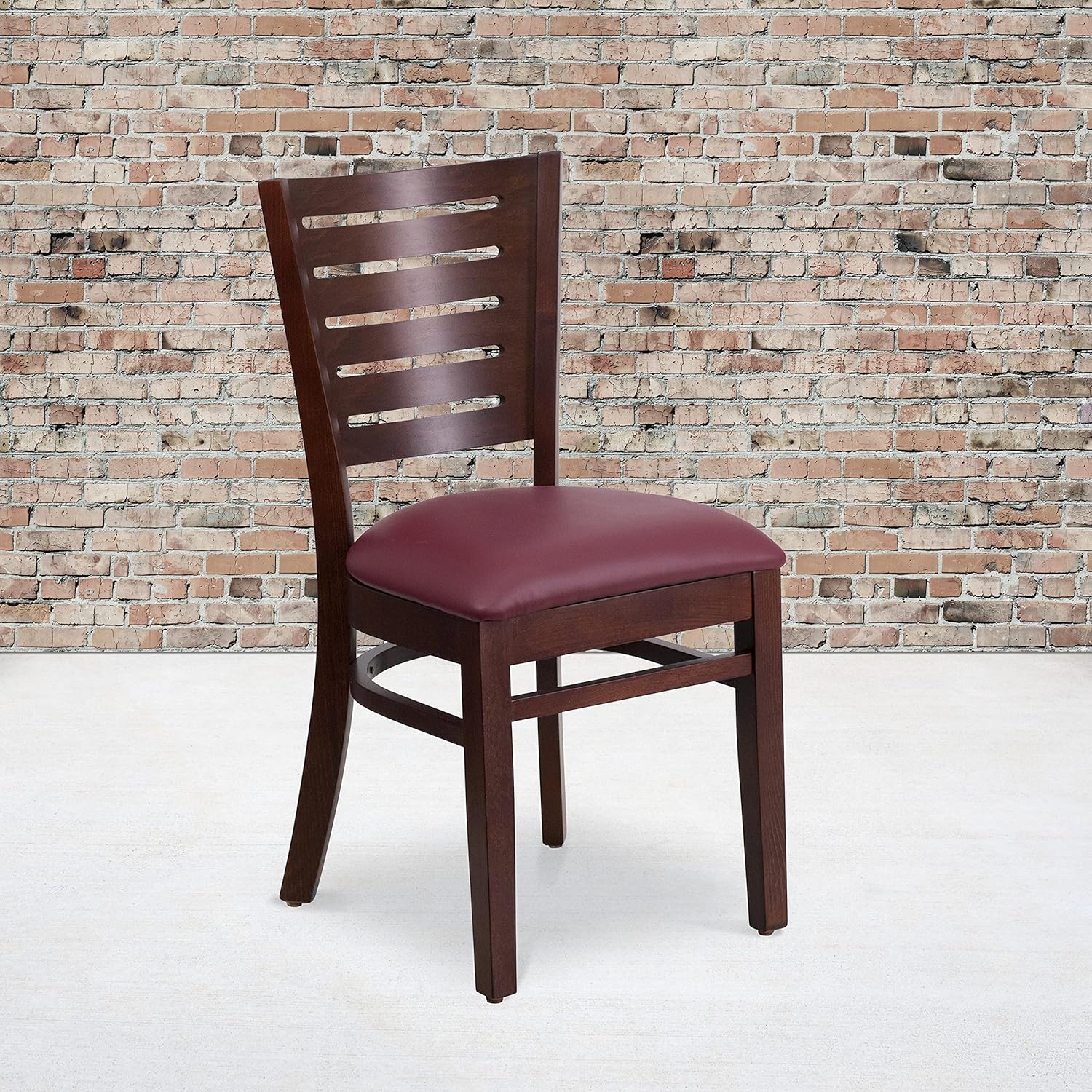 EMMA + OLIVER Slat Back Walnut Wood Chair - Walmart.com