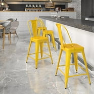 Emma + Oliver Yellow Vinyl Adjustable Height Barstool with Wavy Seat ...