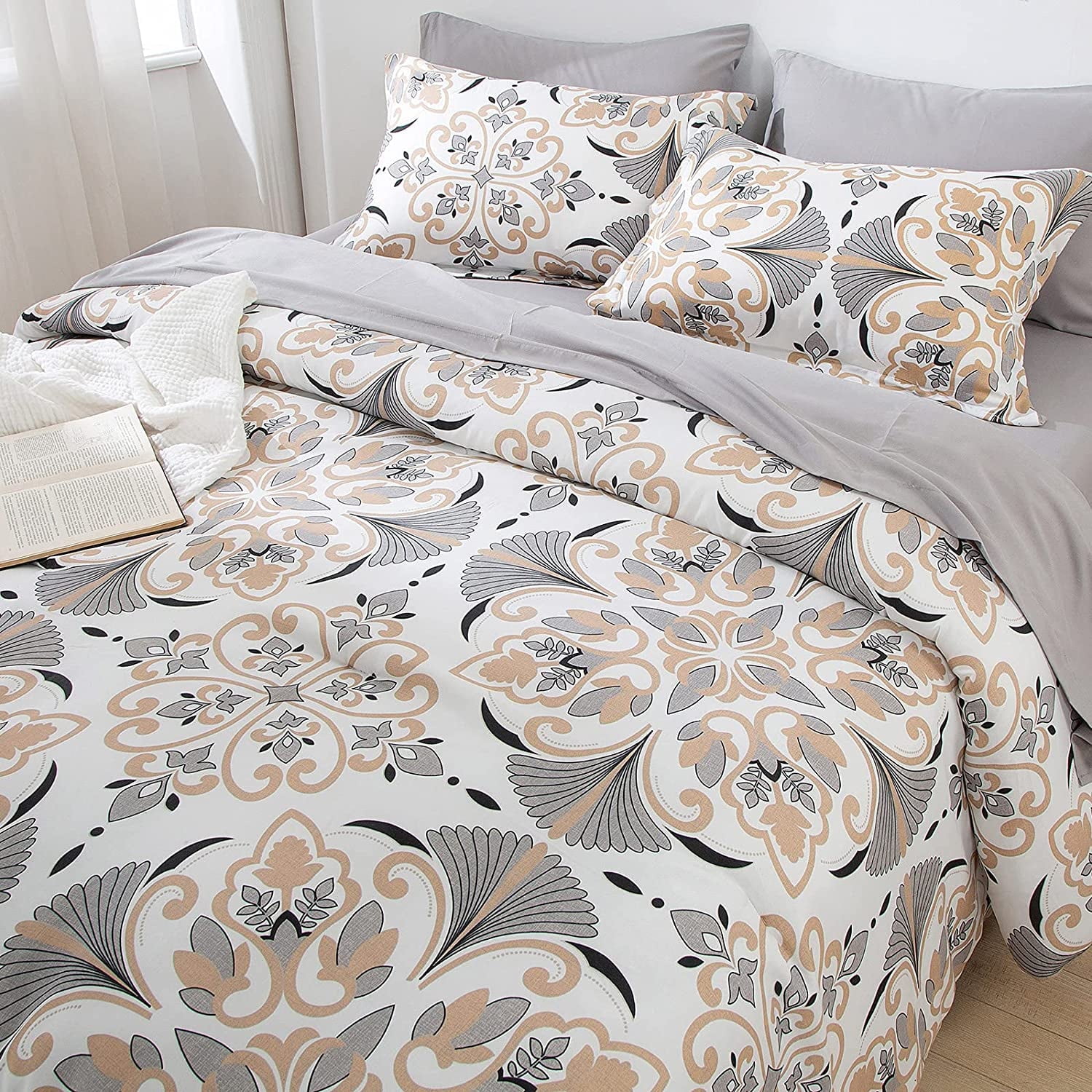 EMME Botanical Floral Comforter Set with Sheets Queen Size 7 Pieces ...