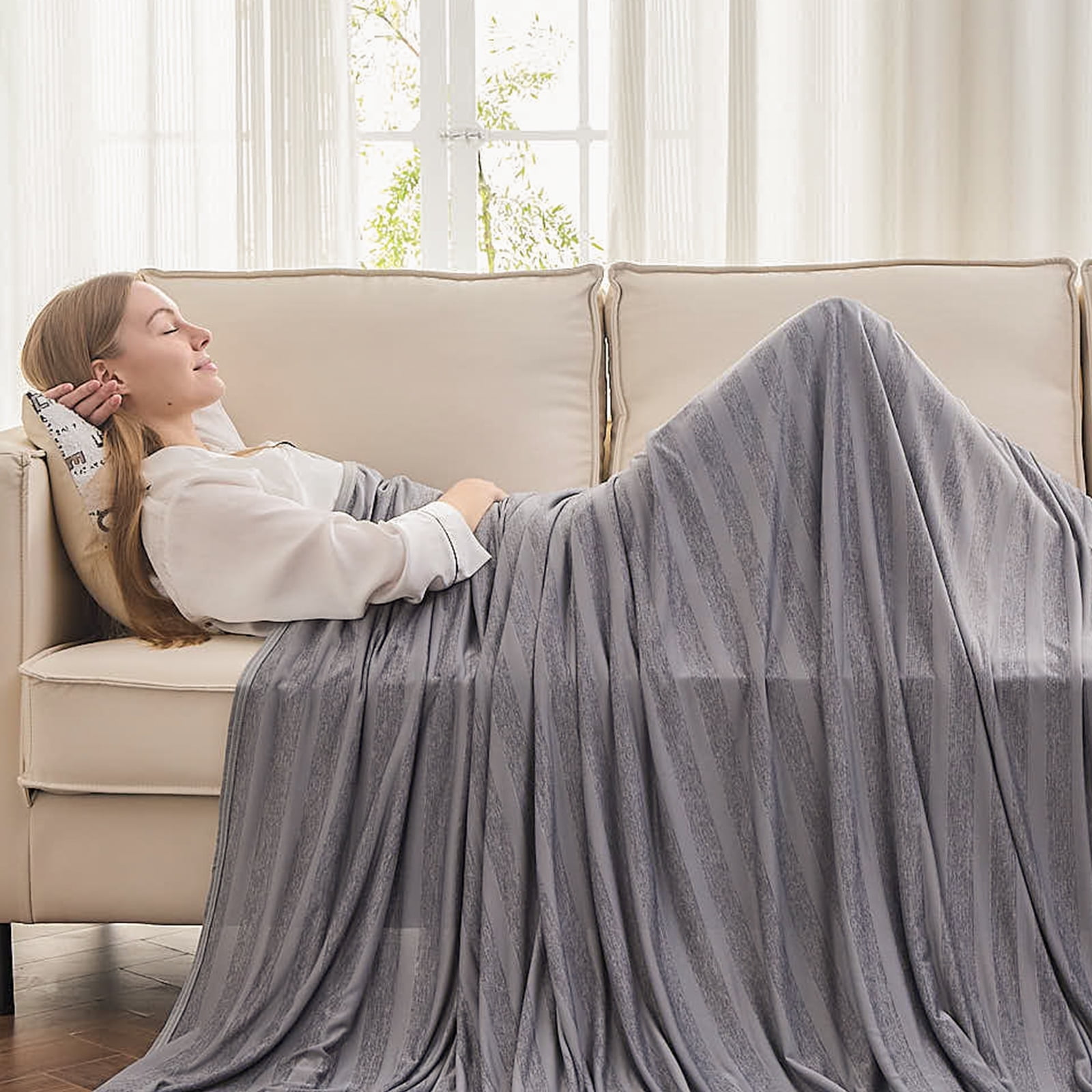 EMME Cooling Throw Blanket Couch Bed Summer Cold Sheets, Thin Light ...