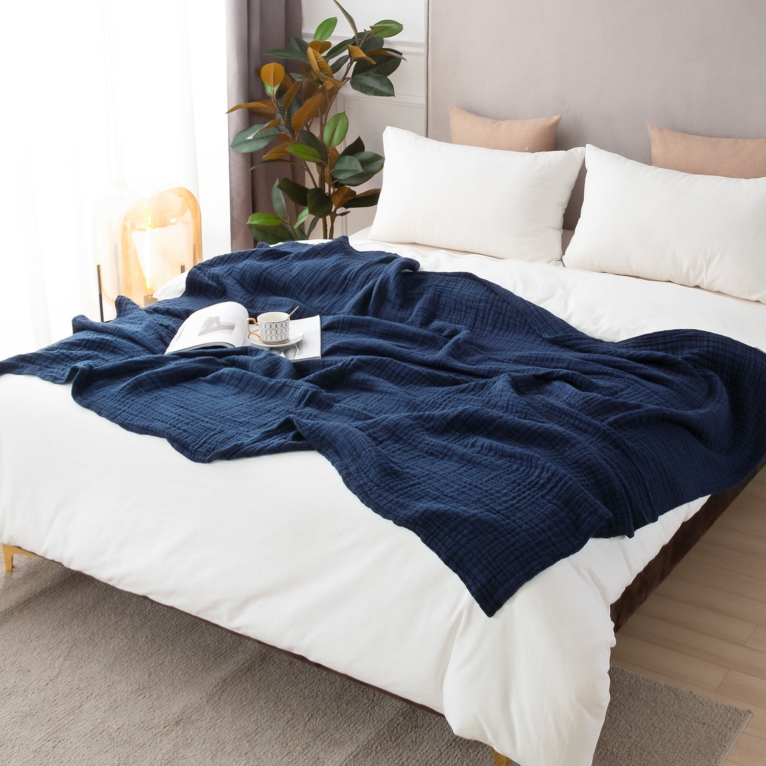 EMME Thin Summer Cotton Blanket, Queen Size, Soft 6 Layer Muslin, 80 ...