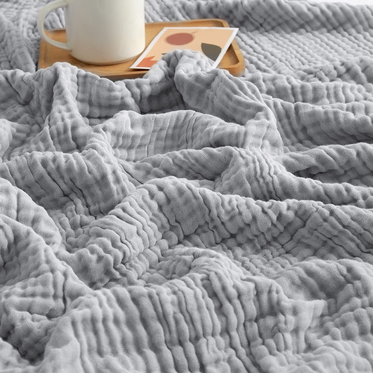 EMME Muslin Throw Blanket 100% Cotton Throws Cooling Blanket for Couch ...