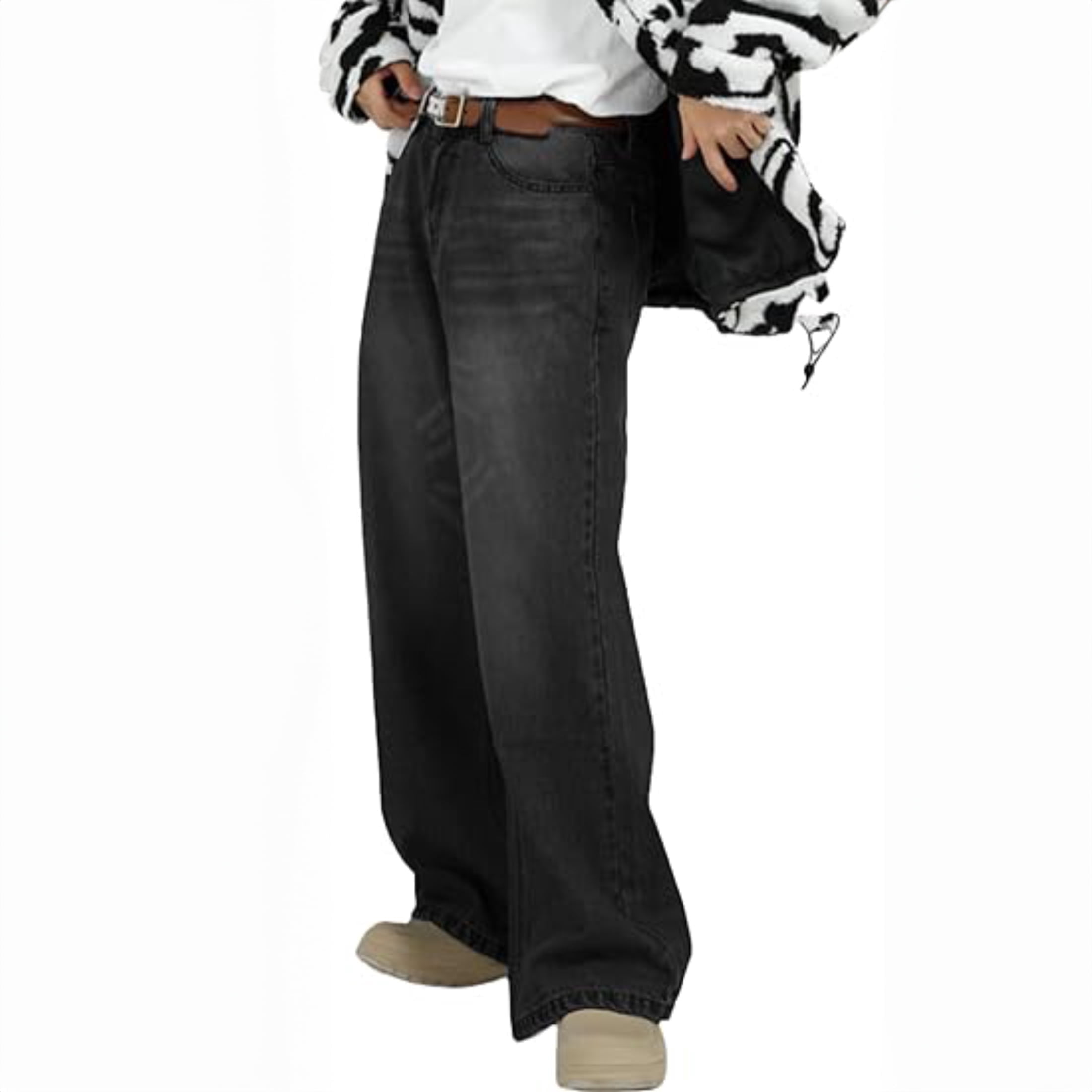 EMMIOL Men's Baggy Hip Hop Jeans Loose Fit Long Denim Pants Casual ...