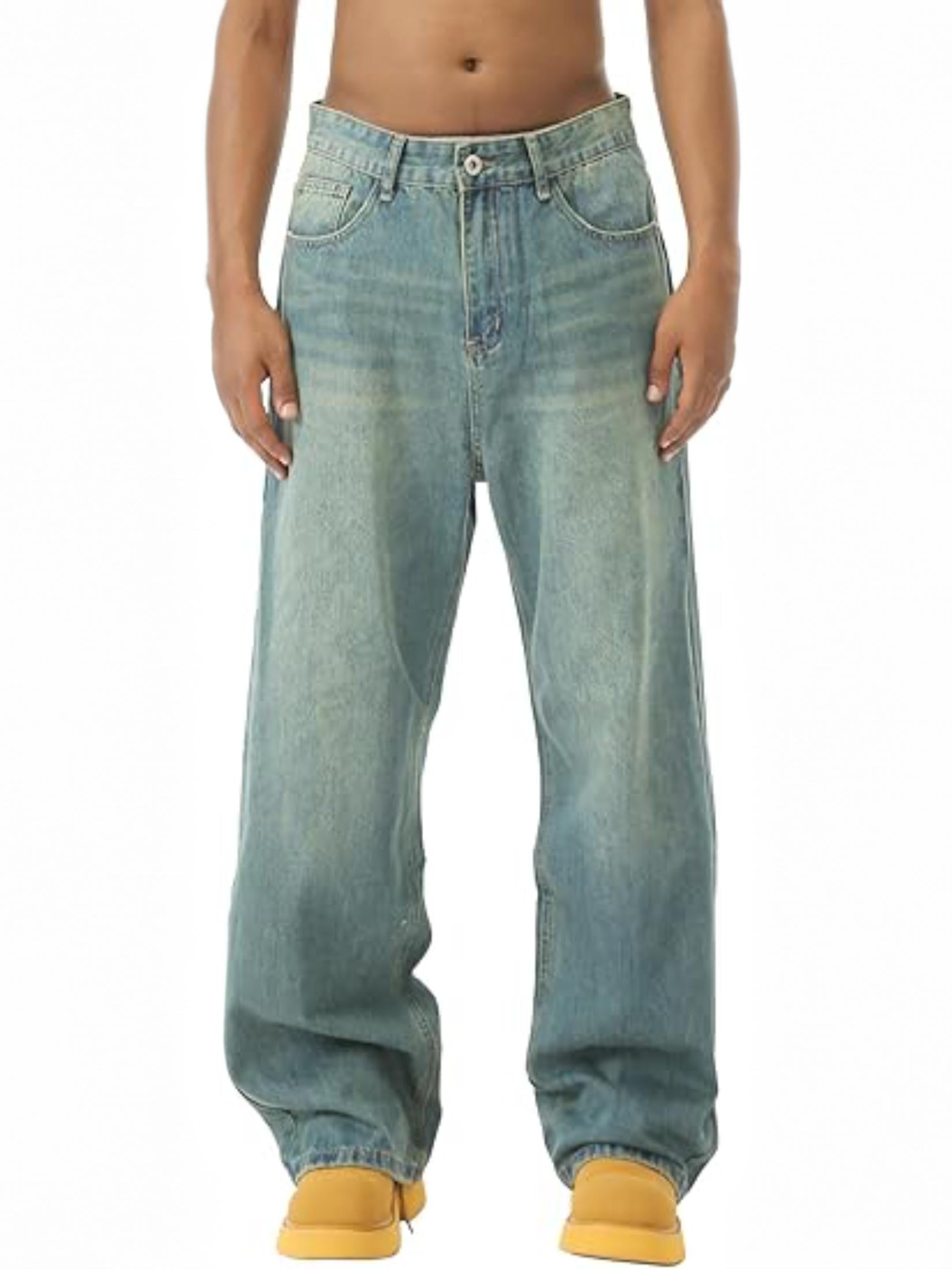 EMMIOL Men's Wide Leg Jeans Y2K Vintage Baggy Jeans 90s Hip Hop ...