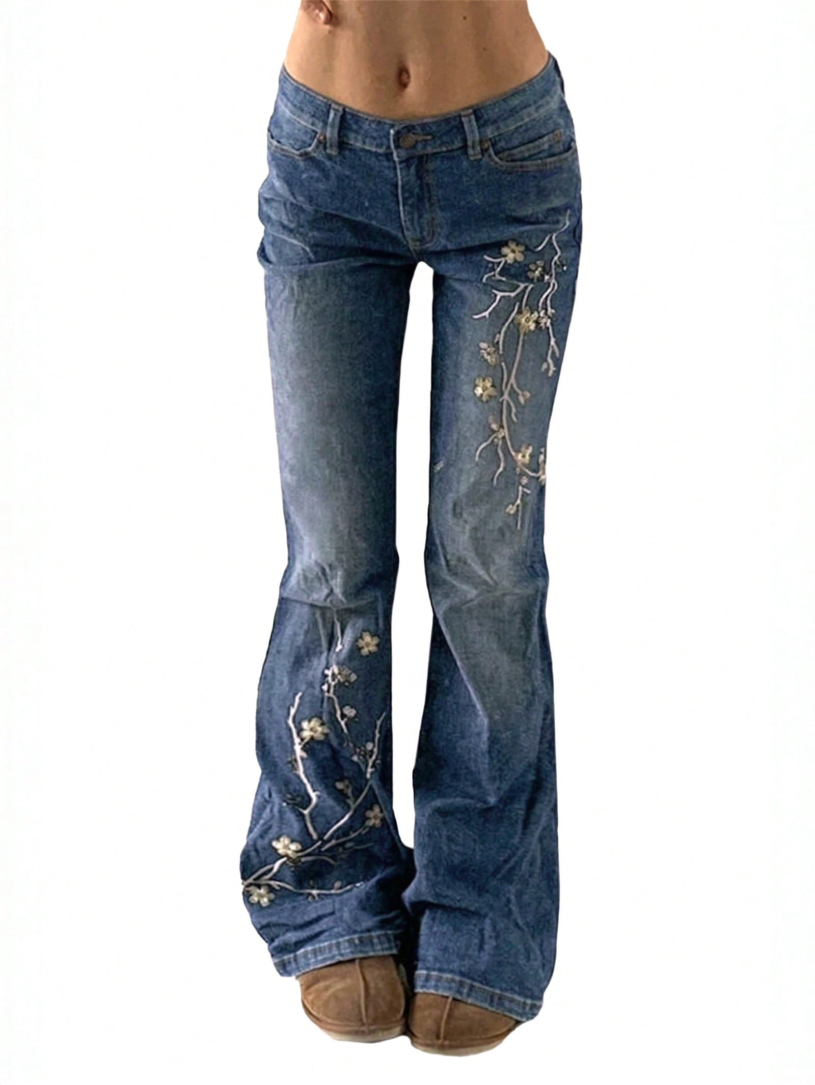 EMMIOL Women's Mid-Rise Stretchy Flare Bell Bottom Jeans Vintage 90s ...