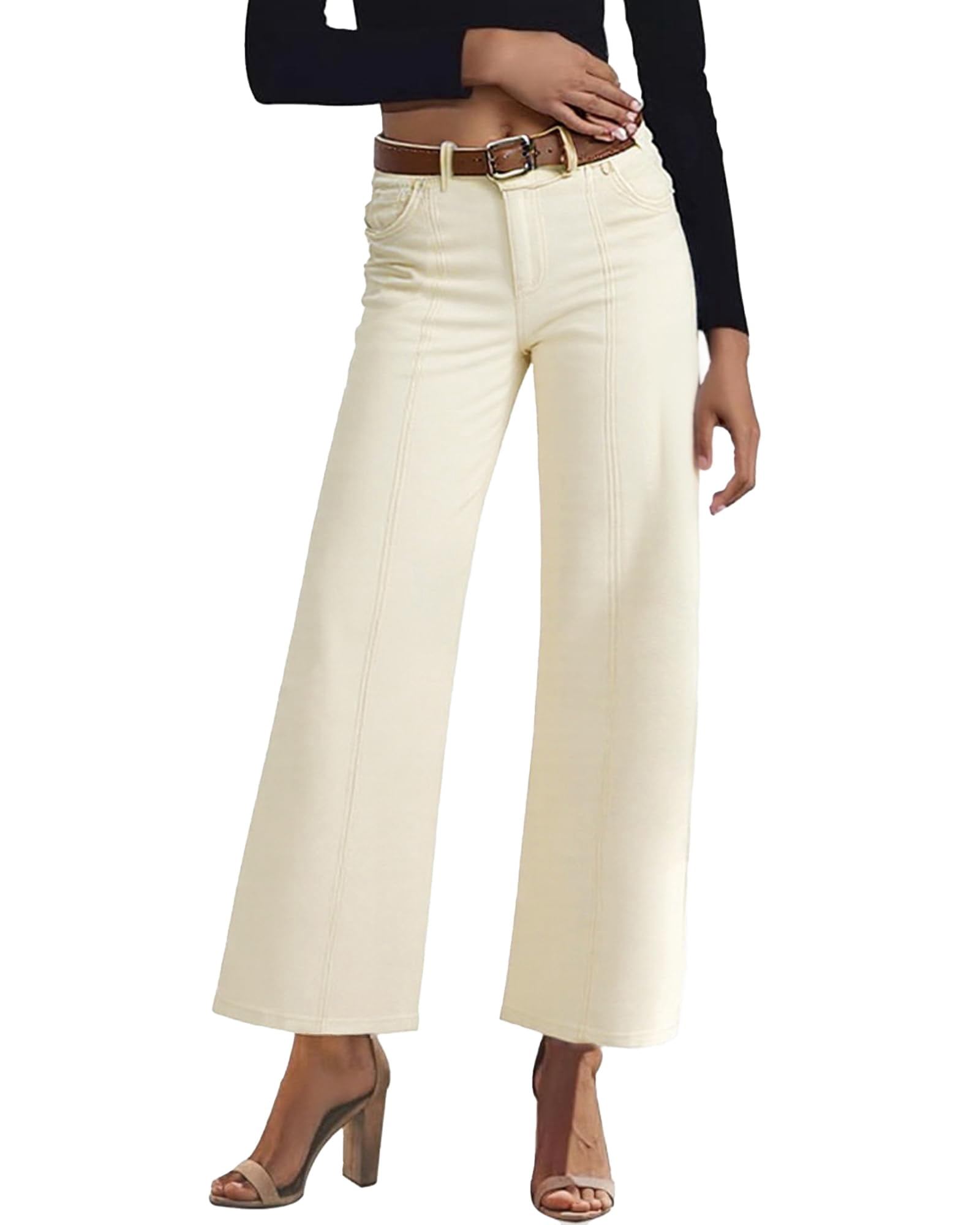 EMMIOL Womens Low Rise Jeans Wide Leg Straight Baggy Jeans Boyfriend ...