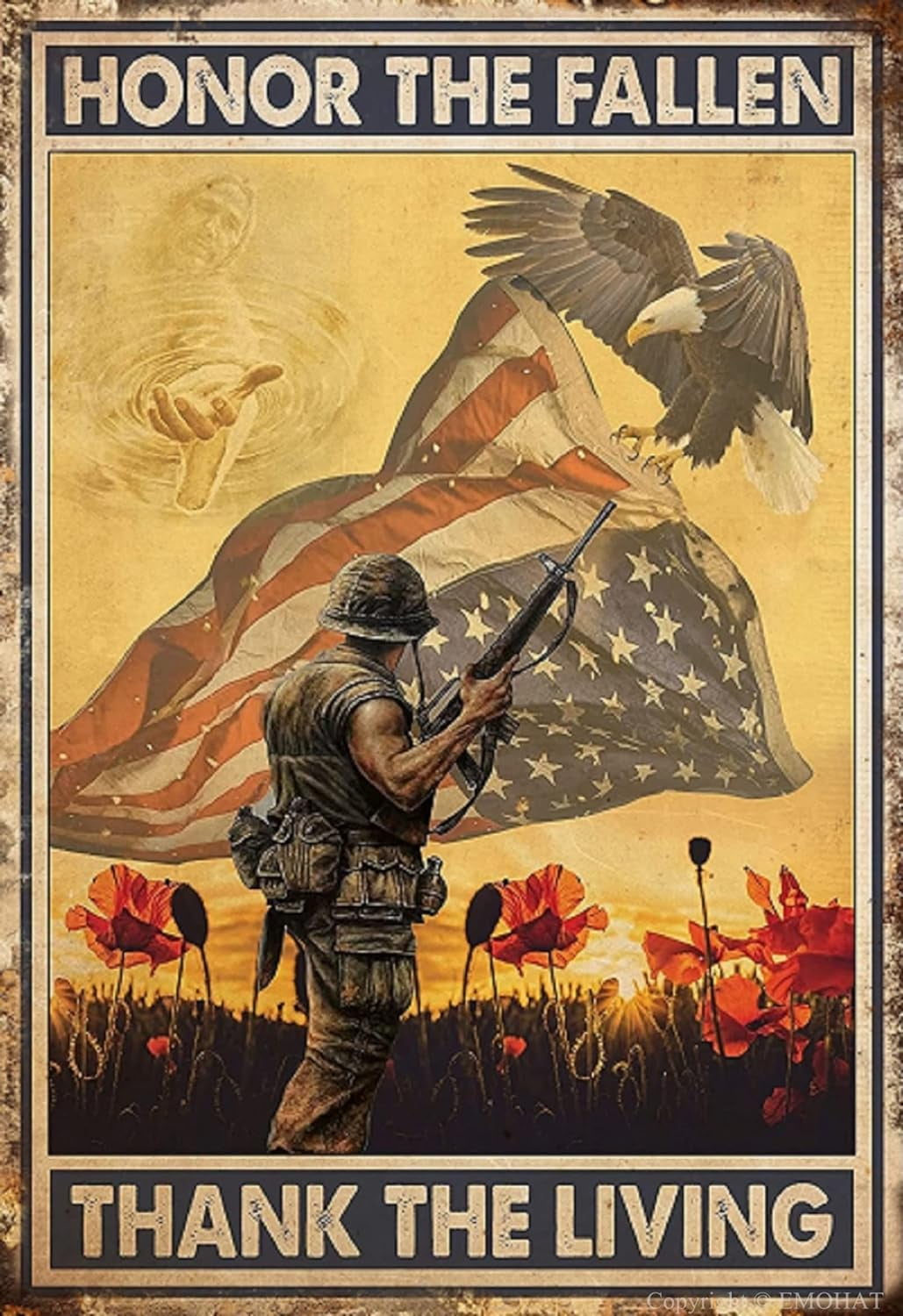 EMOHAT Memorial Day Veteran Retro Metal Tin Sign Honor The Fallen Thank ...
