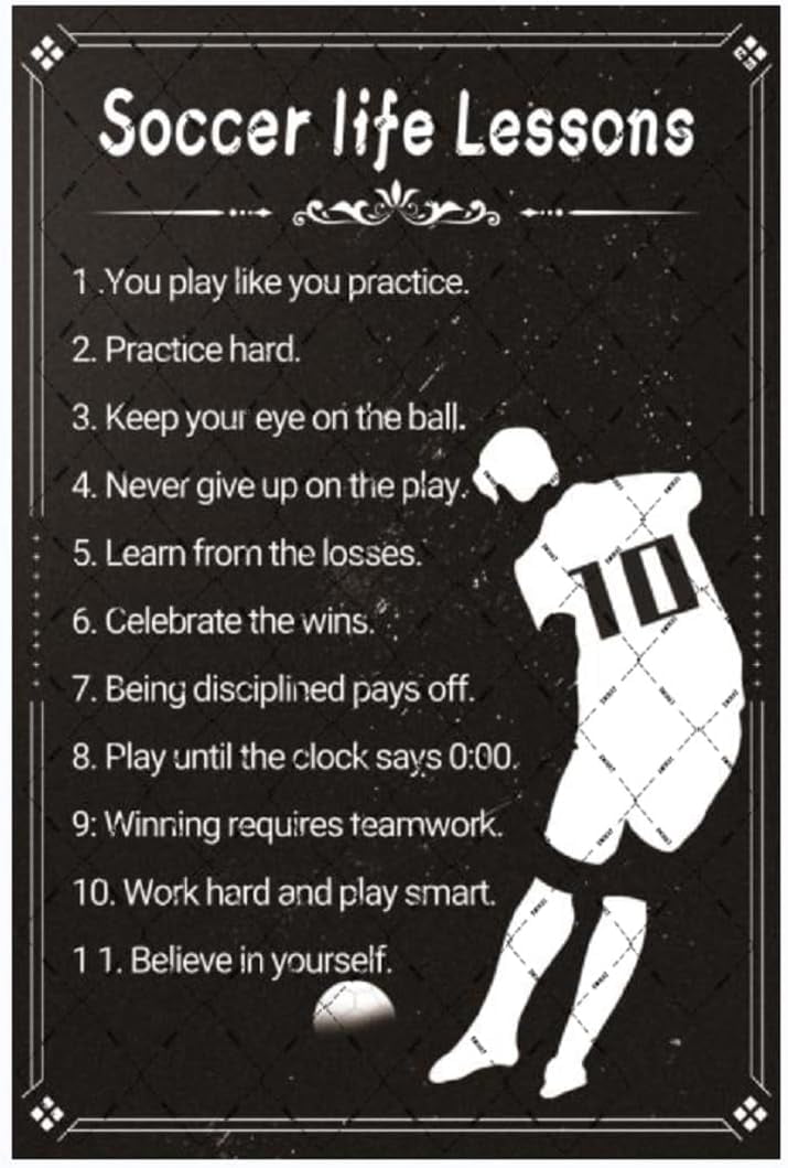 EMOHAT Soccer Life Lessons Metal Tin Sign - Inspirational Wall Art ...