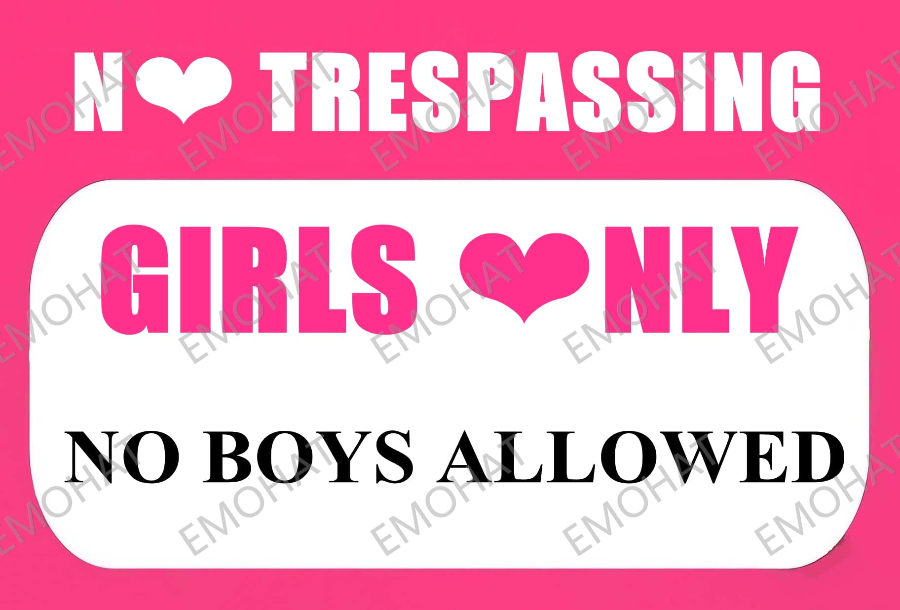 EMOHAT Tin Sign Wall AIF4 Decoration No Trespassing Girls Only Pink ...